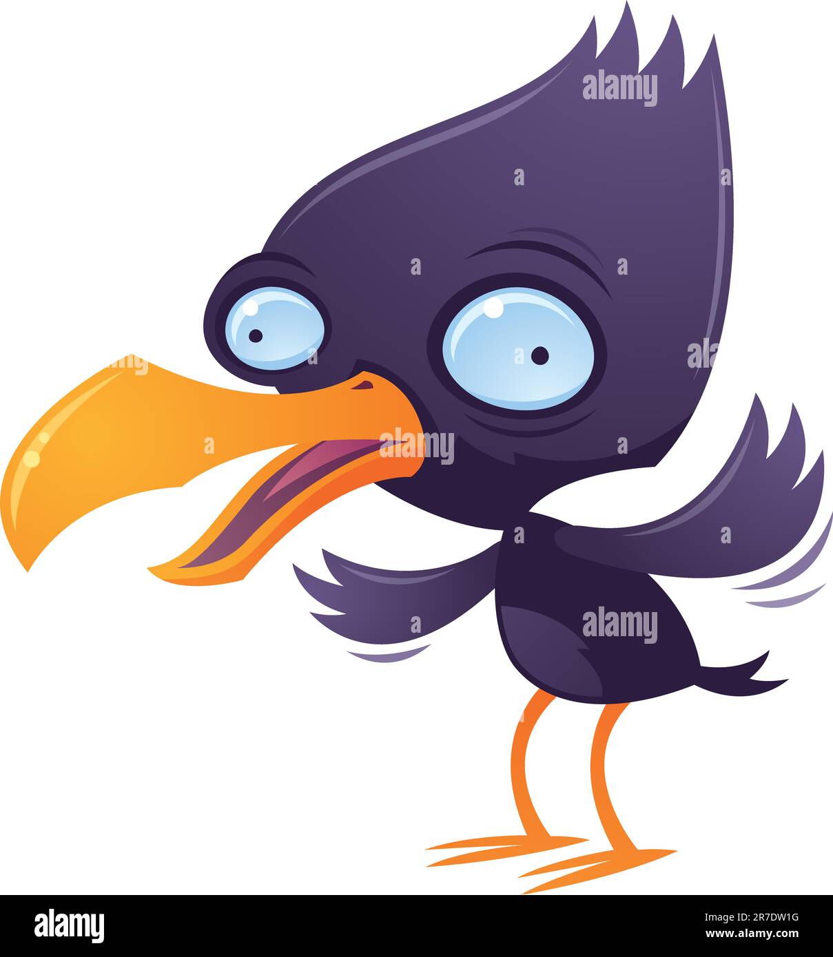 Vector cartoon illustration of a wacky squawking bird flapping his ...