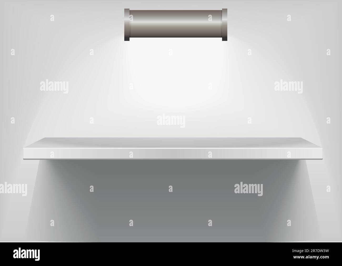 detailed illustration of white shelves with light from the top Stock ...