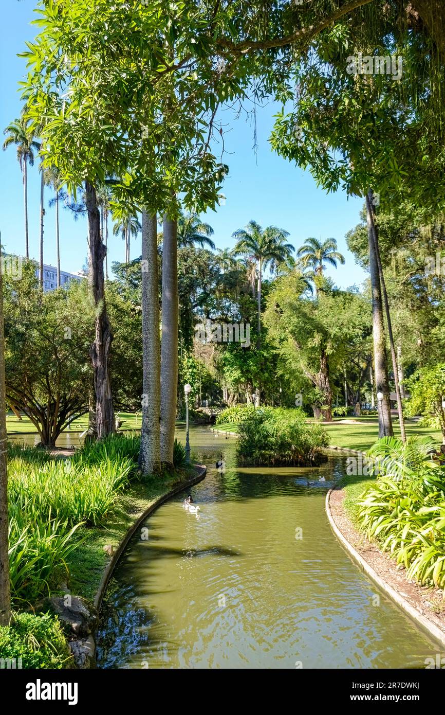Rio de Janeiro, Brazil - June 8, 2023: A meandering water channel ...