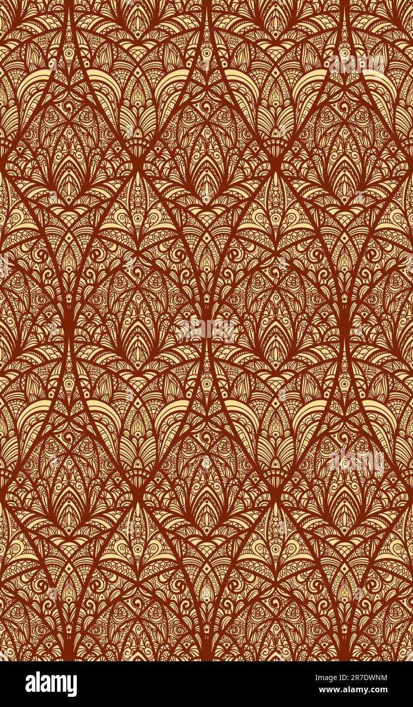 vector hand drawn seamless eastern floral pattern, clipping mask Stock ...