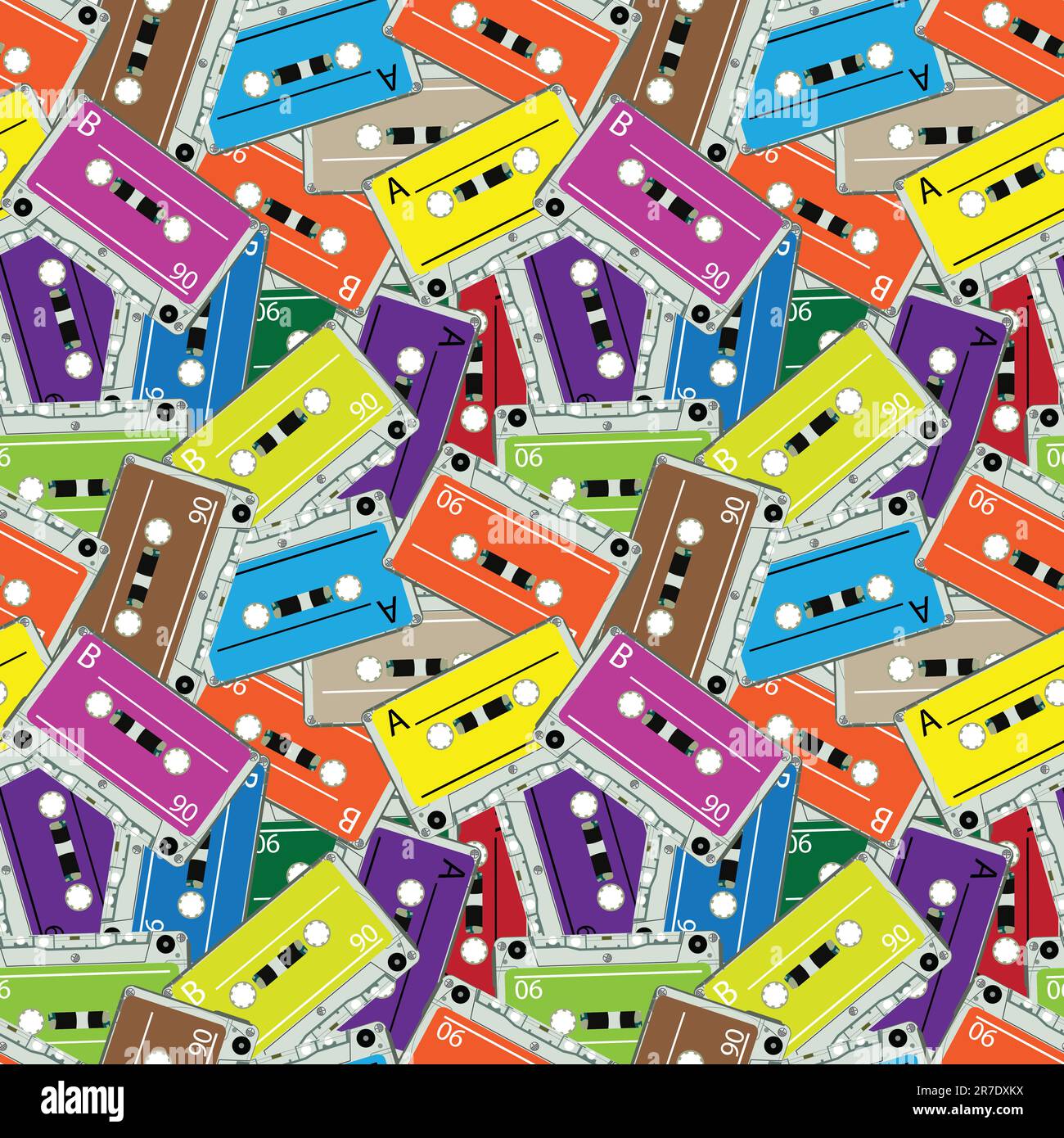 seamless audio tapes pattern, abstract texture; vector art illustration ...