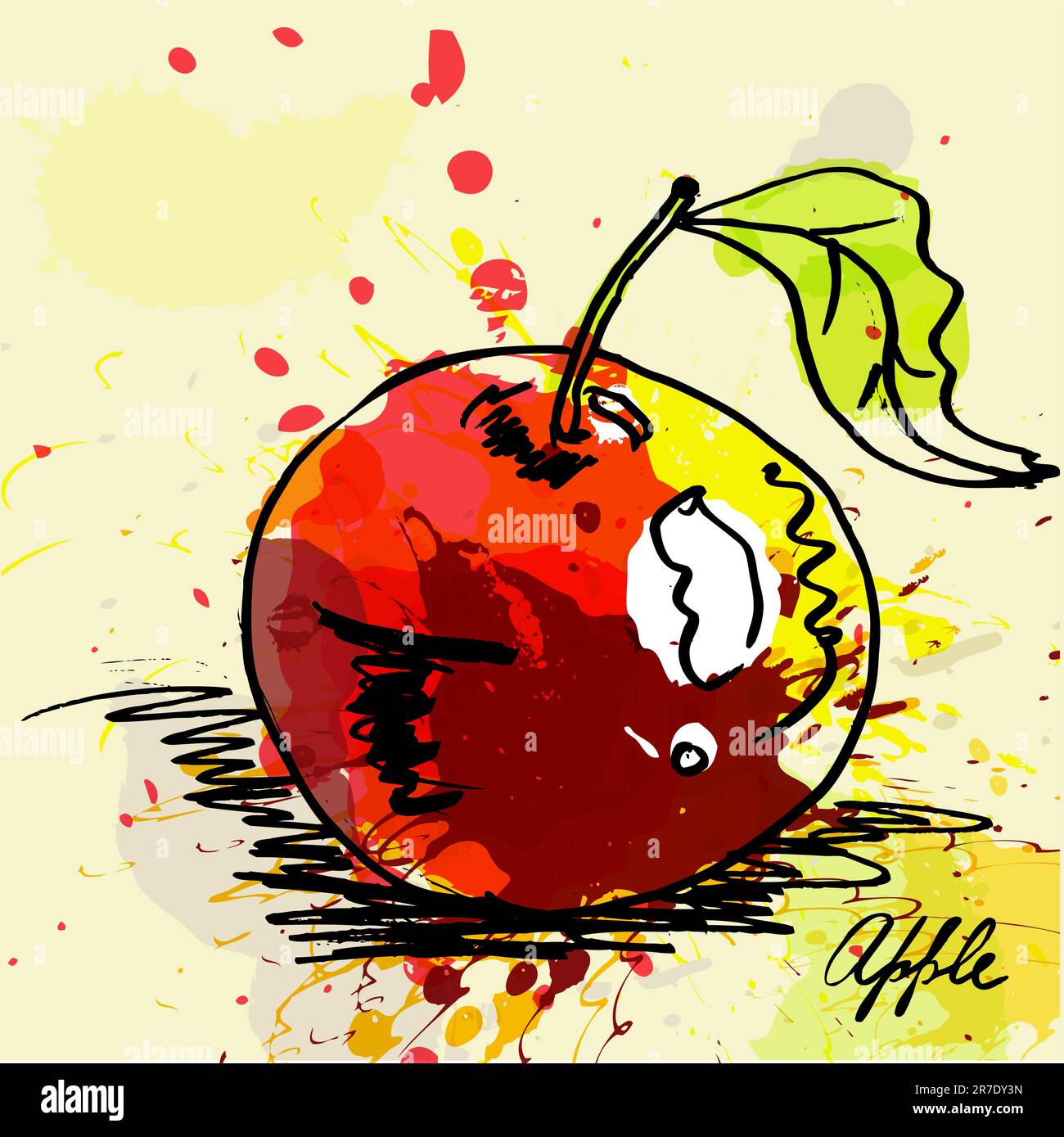 Stylized apple Stock Vector Images - Alamy