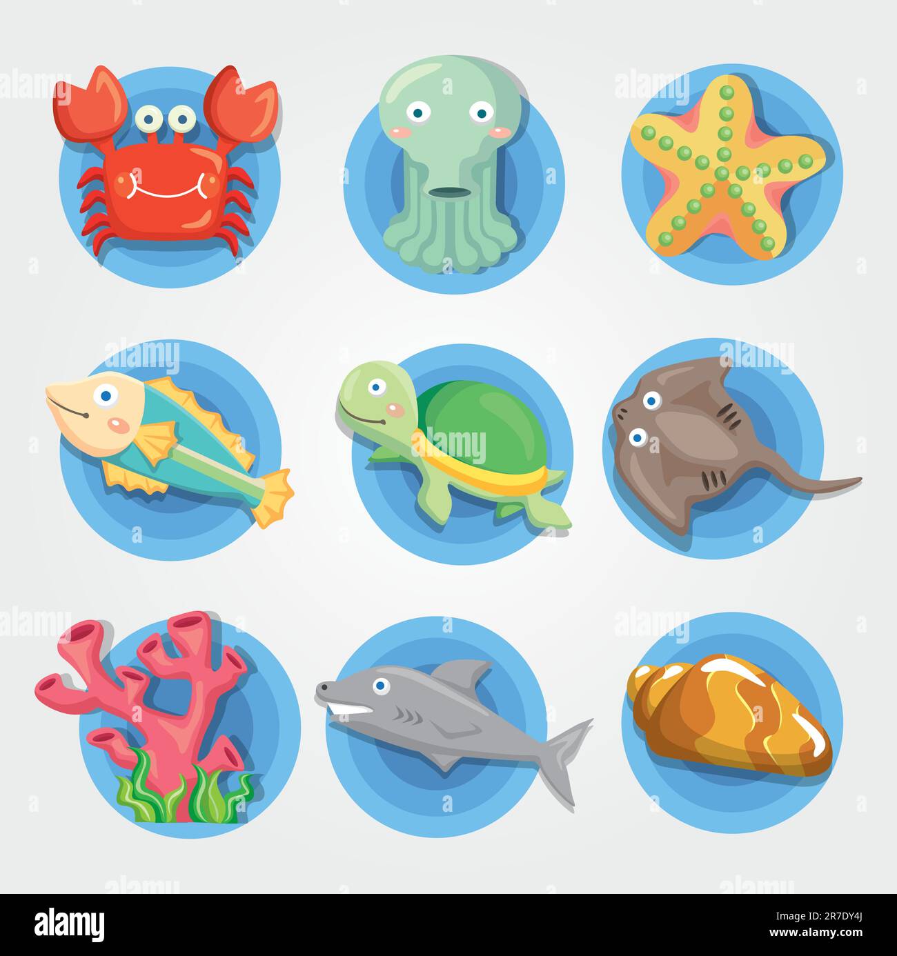 cartoon Aquarium animal icons set ,fish icons Stock Vector Image & Art ...
