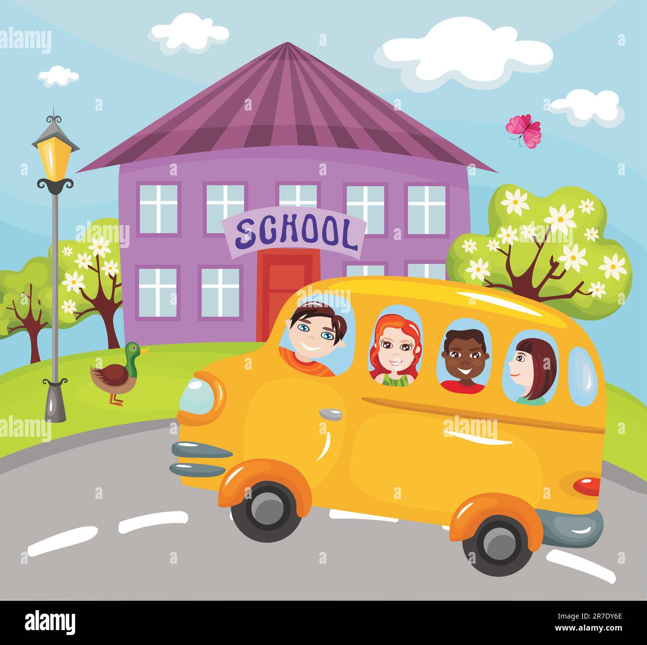 vector illustration of a cute school bus Stock Vector Image & Art - Alamy