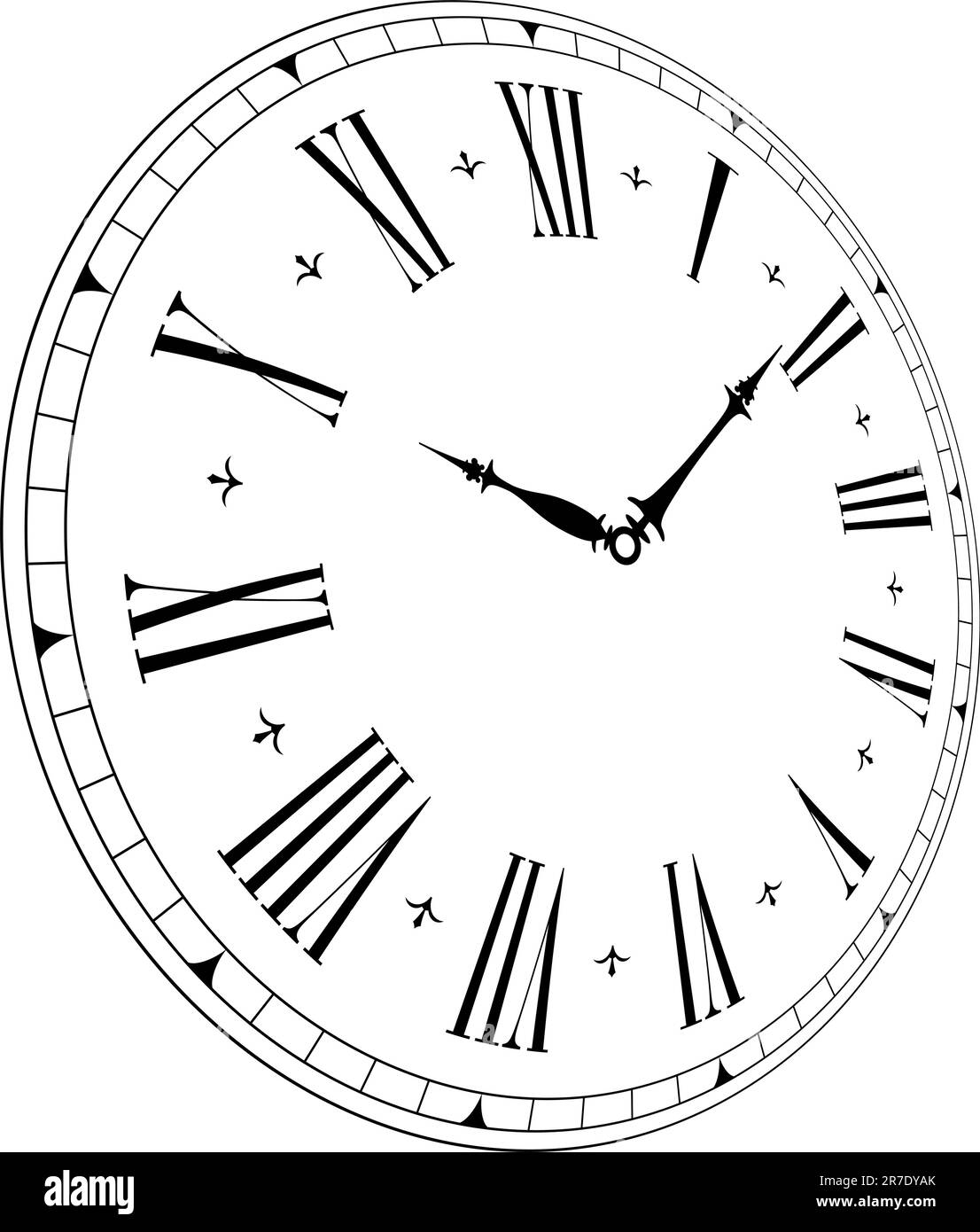 illustration of an old clock face with perspective angle, eps8 vector ...
