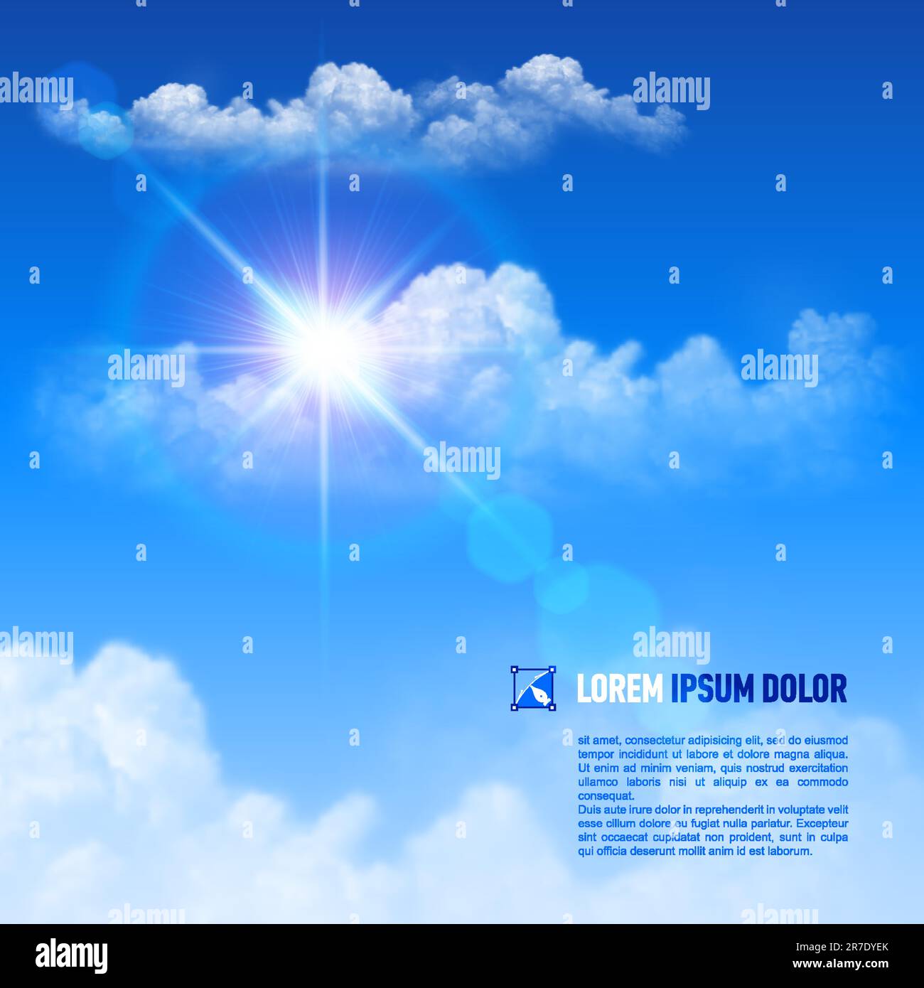 Brilliant blue sky with fluffy white clouds Stock Vector Images - Alamy