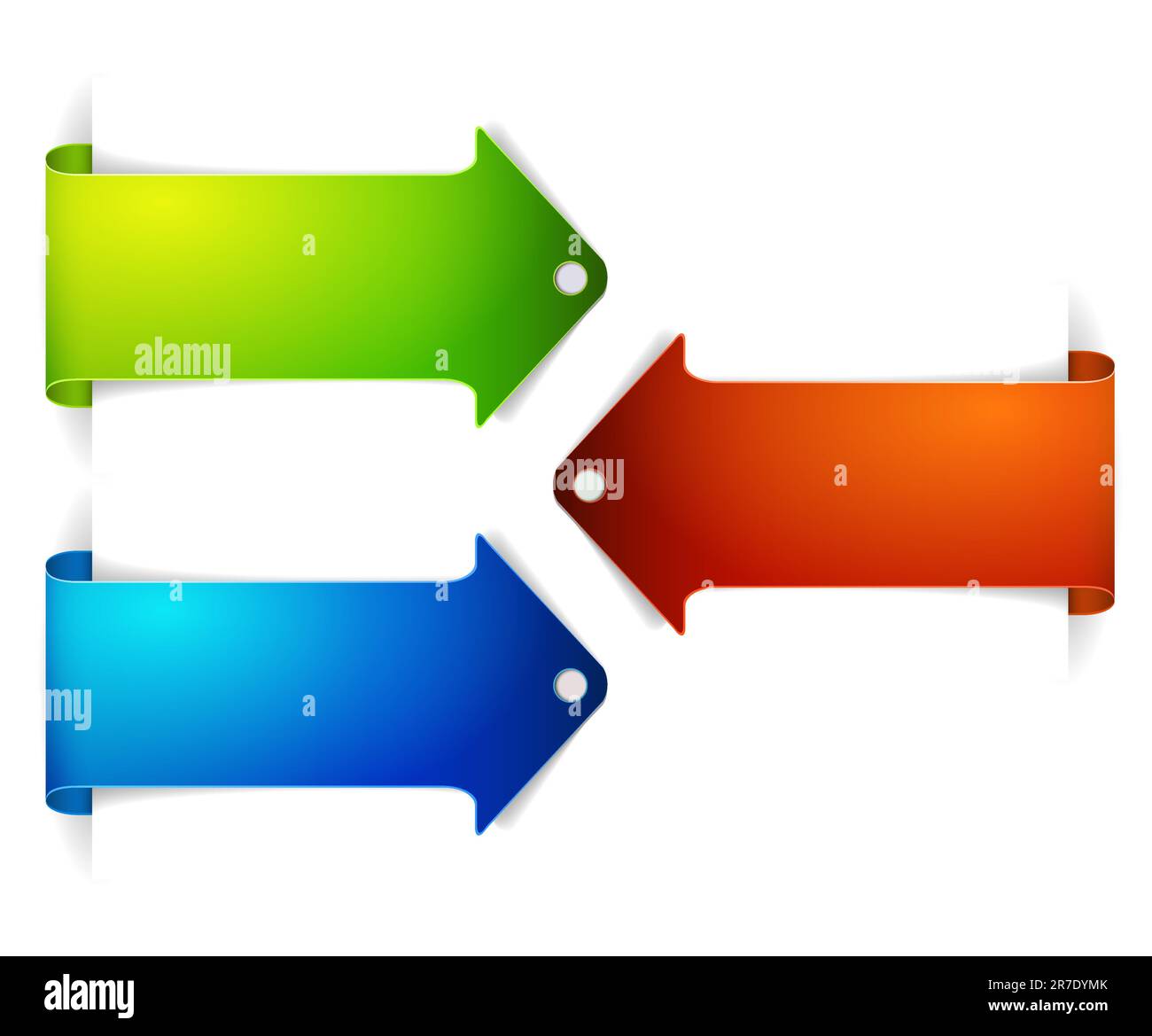 Set of long horizontal colorful arrow bookmarks - arrow pointing at the ...