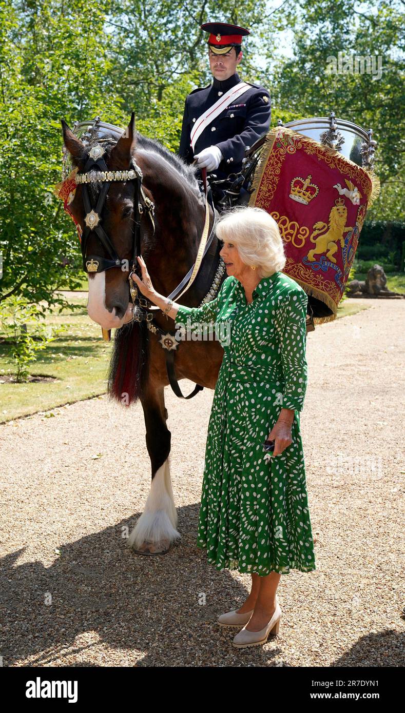 Britain's Queen Camilla poses for a photo as she names the new ...
