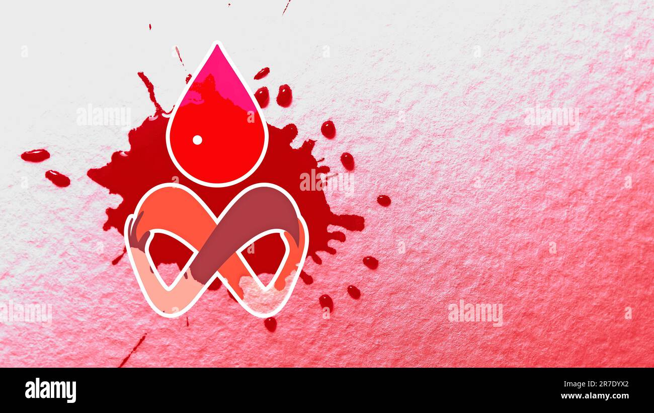 Background with blood and hands with free space for text. Abstract ...