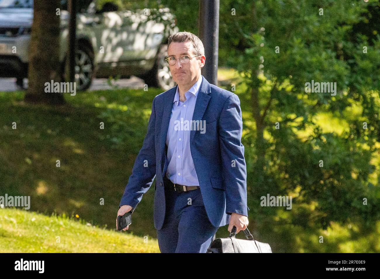 Alliance party MLA Andrew Muir arriving at Stormont Castle, in Belfast ...