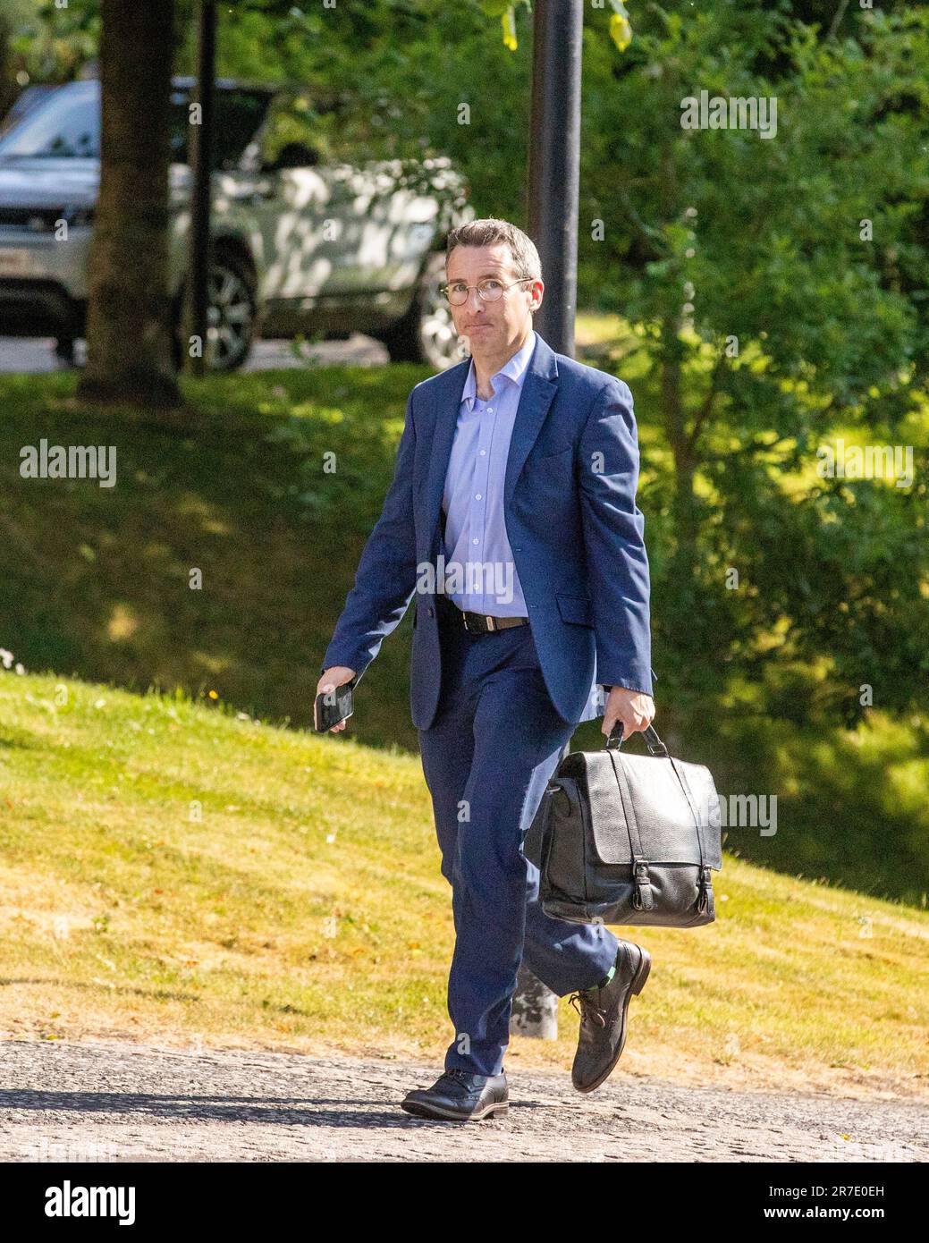 Alliance party MLA Andrew Muir arriving at Stormont Castle, in Belfast ...