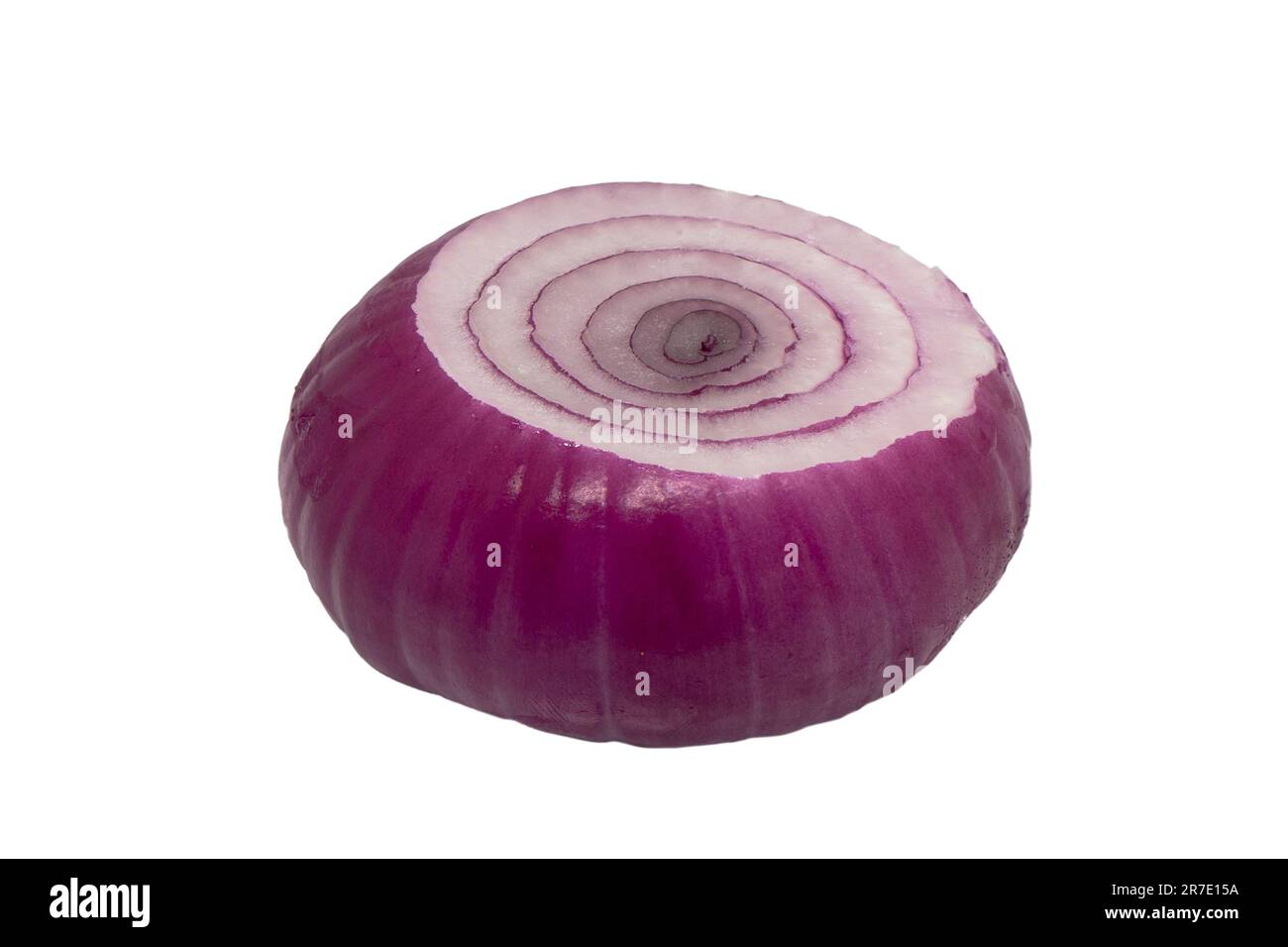 Slices Isolated onion. One red whole onion isolated on white background ...