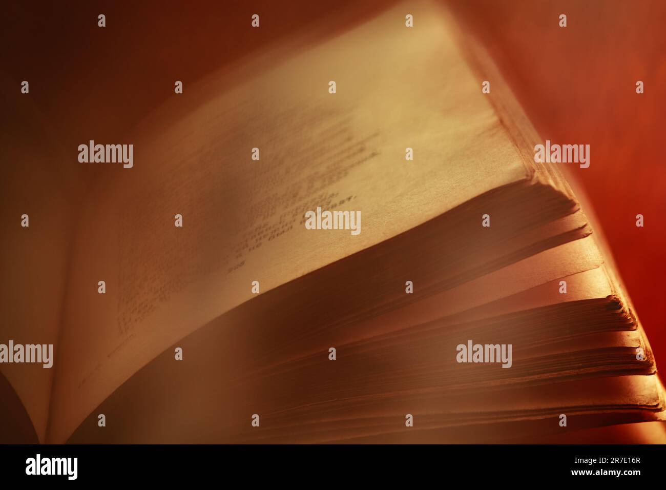 Abstract blurred background of sheets of an old book. Macro view of the ...