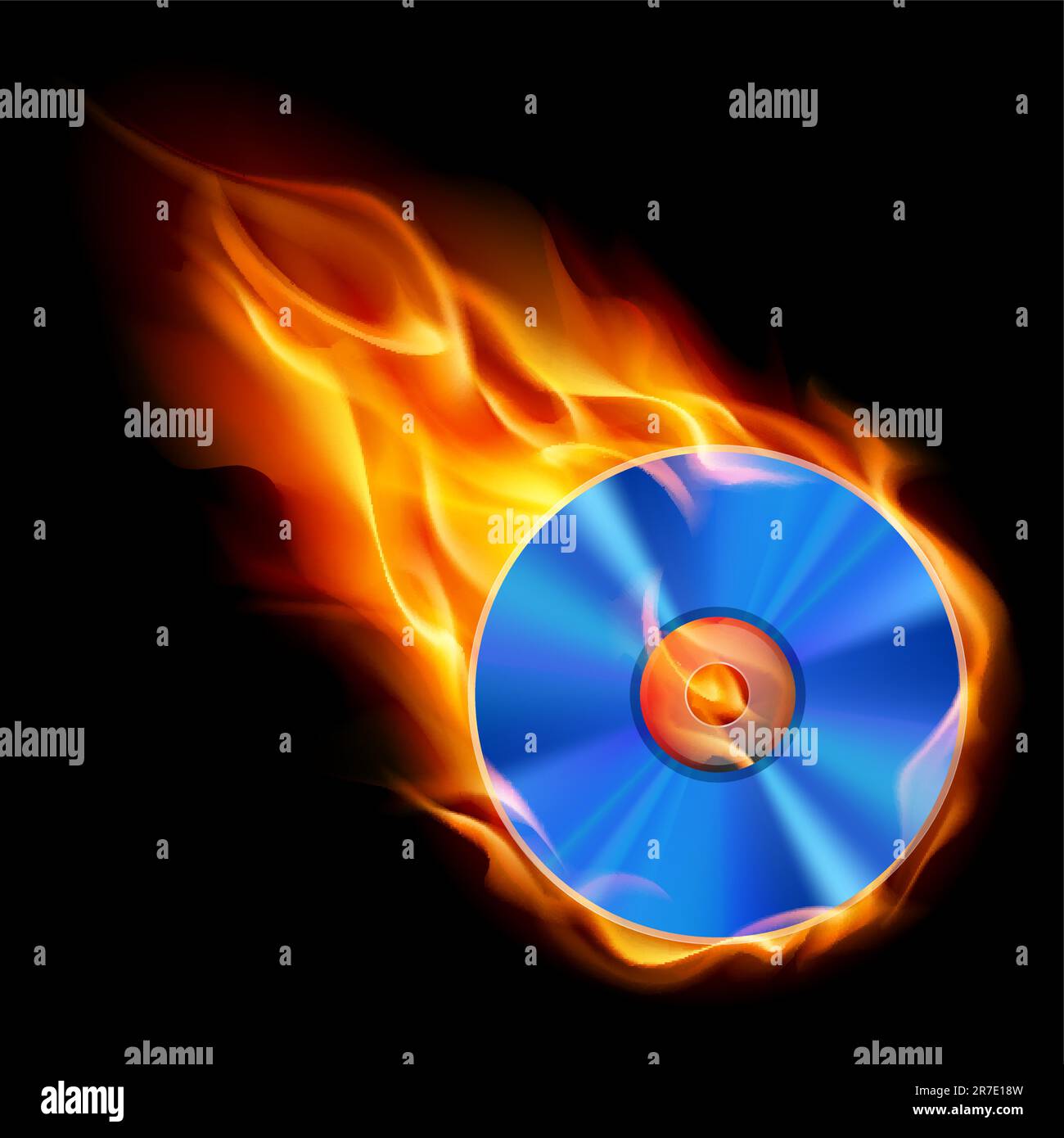 Burning CD. Illustration on black background for design Stock Vector ...