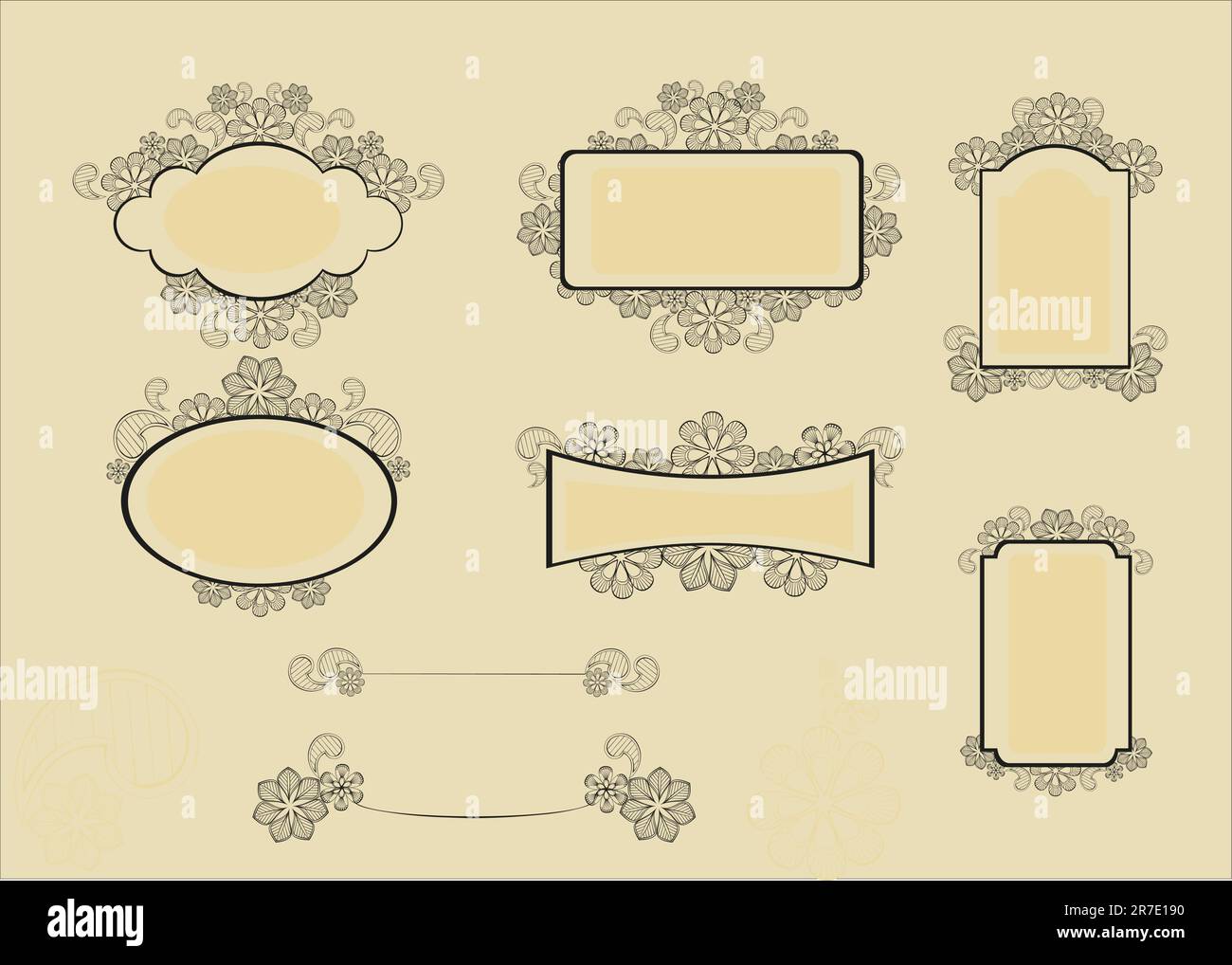 Set of decorative frames, vector floral motif Stock Vector Image & Art ...