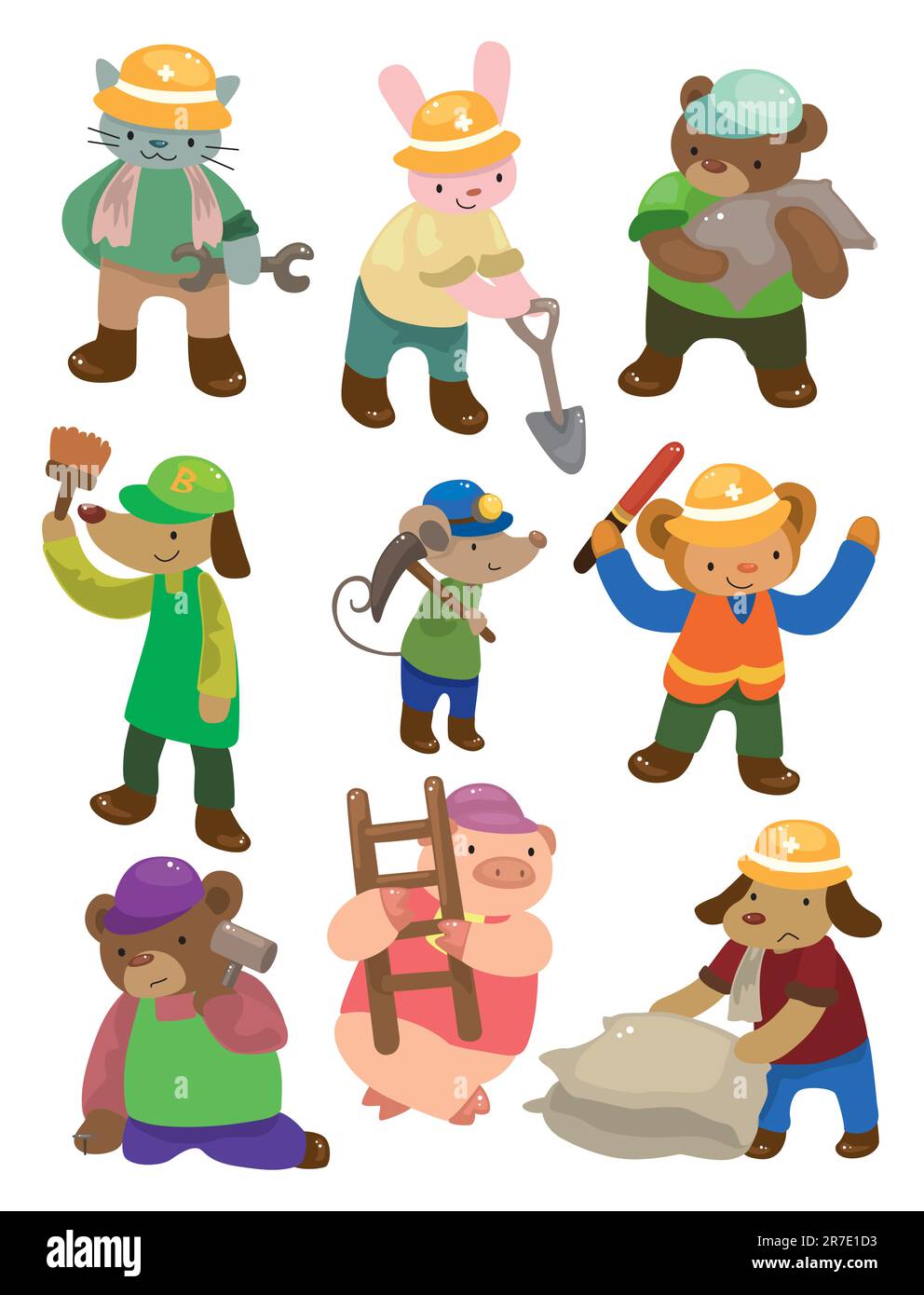 cartoon animal worker icons Stock Vector Image & Art - Alamy