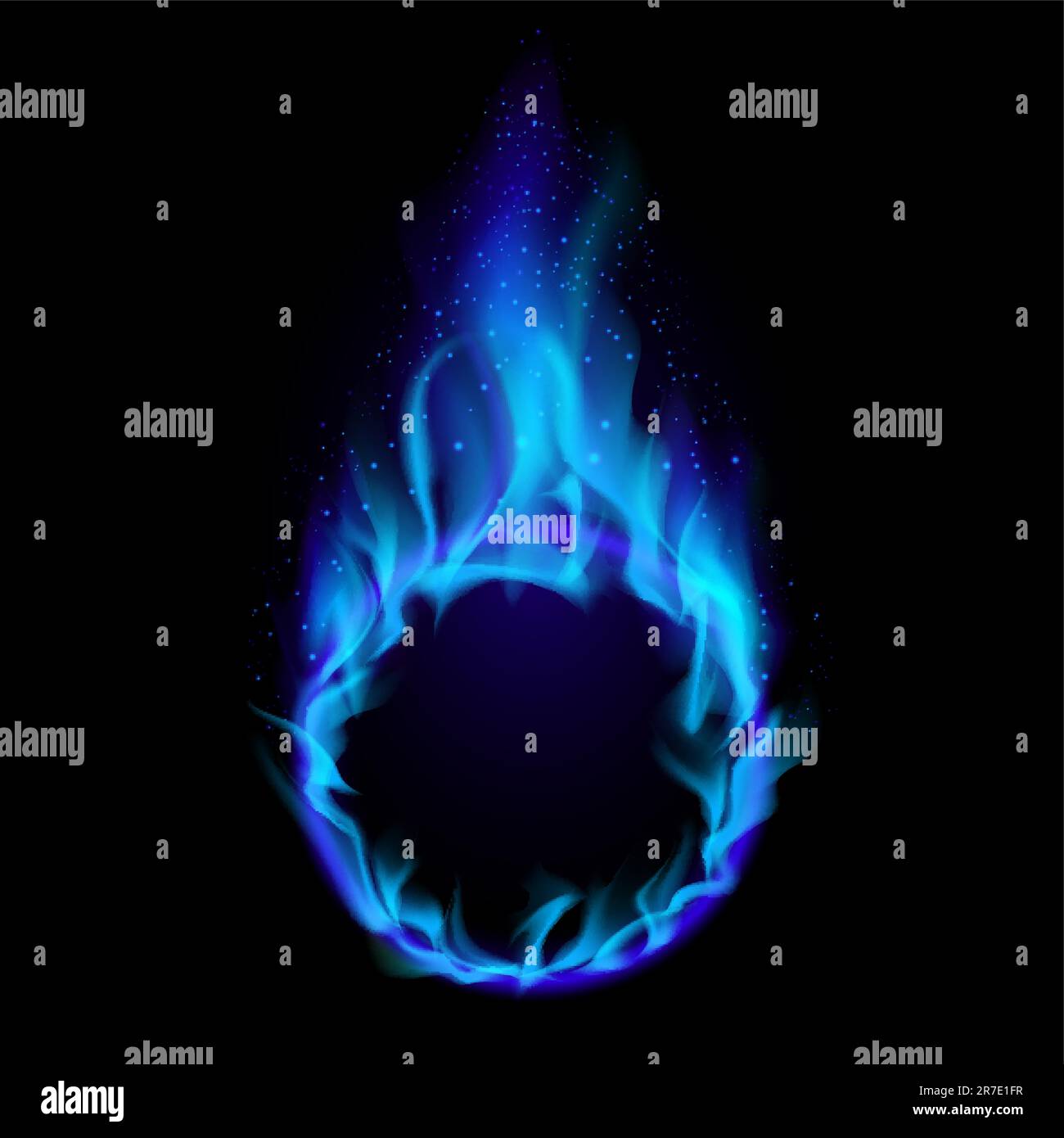 Blue ring of Fire. Illustration on black background for design Stock ...
