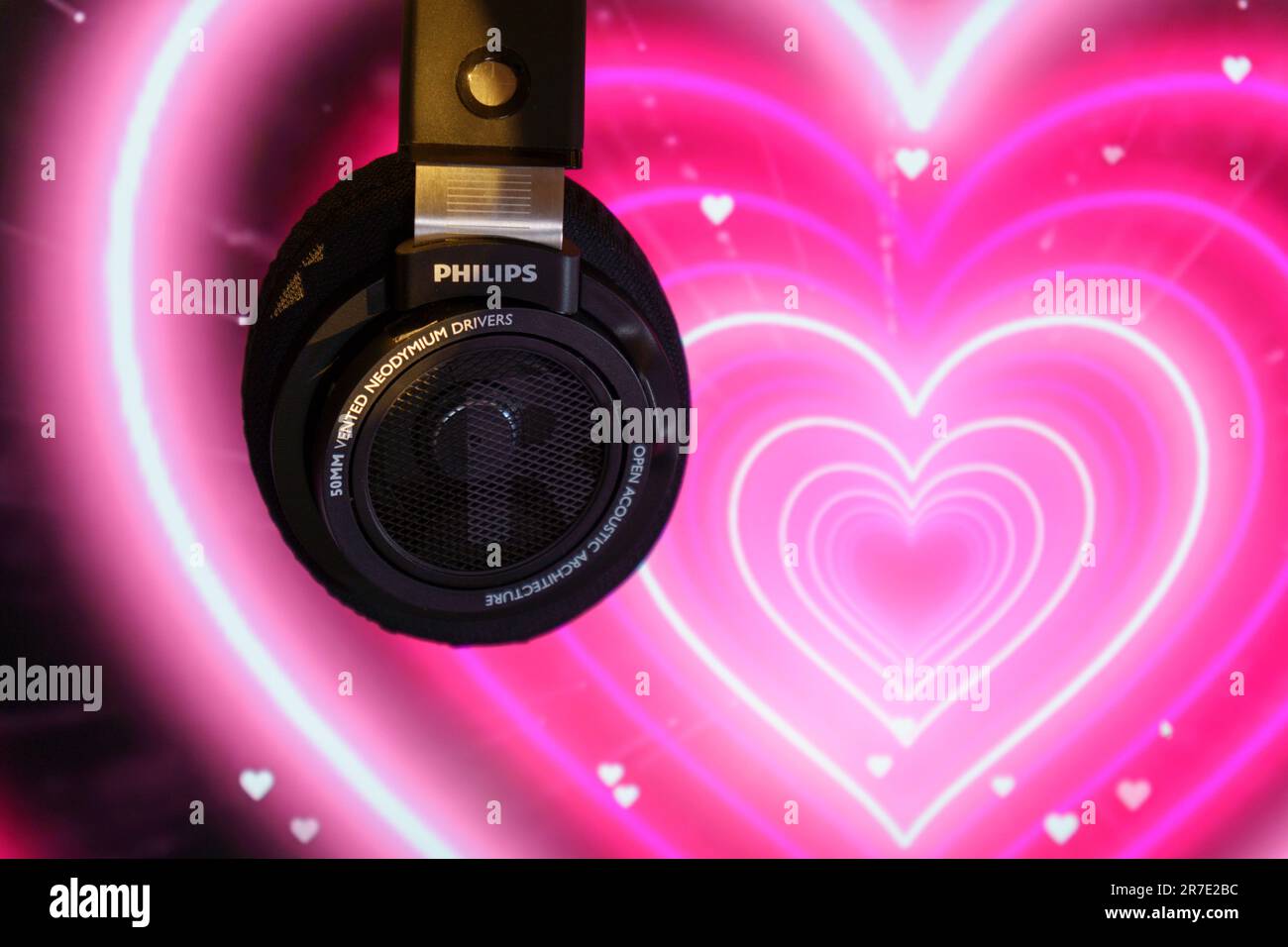 Tyumen, Russia-June 10, 2023: Philips logo shp9500 headphones. The ...