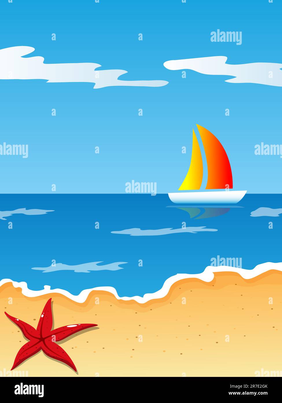 Vector picture with beach and sea Stock Vector Image & Art - Alamy