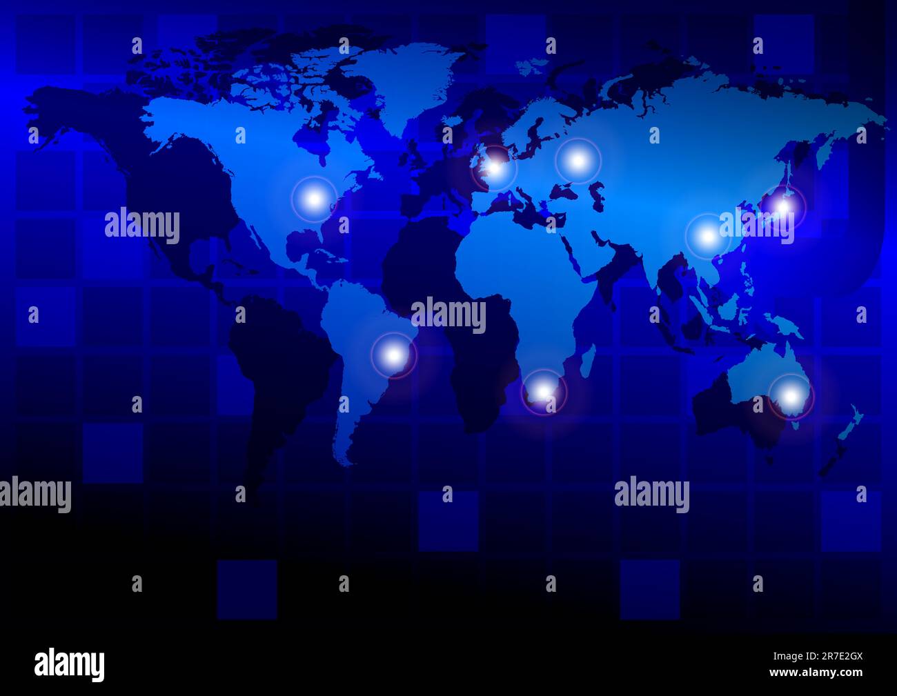 Blue abstract background with world map Stock Vector Image & Art - Alamy
