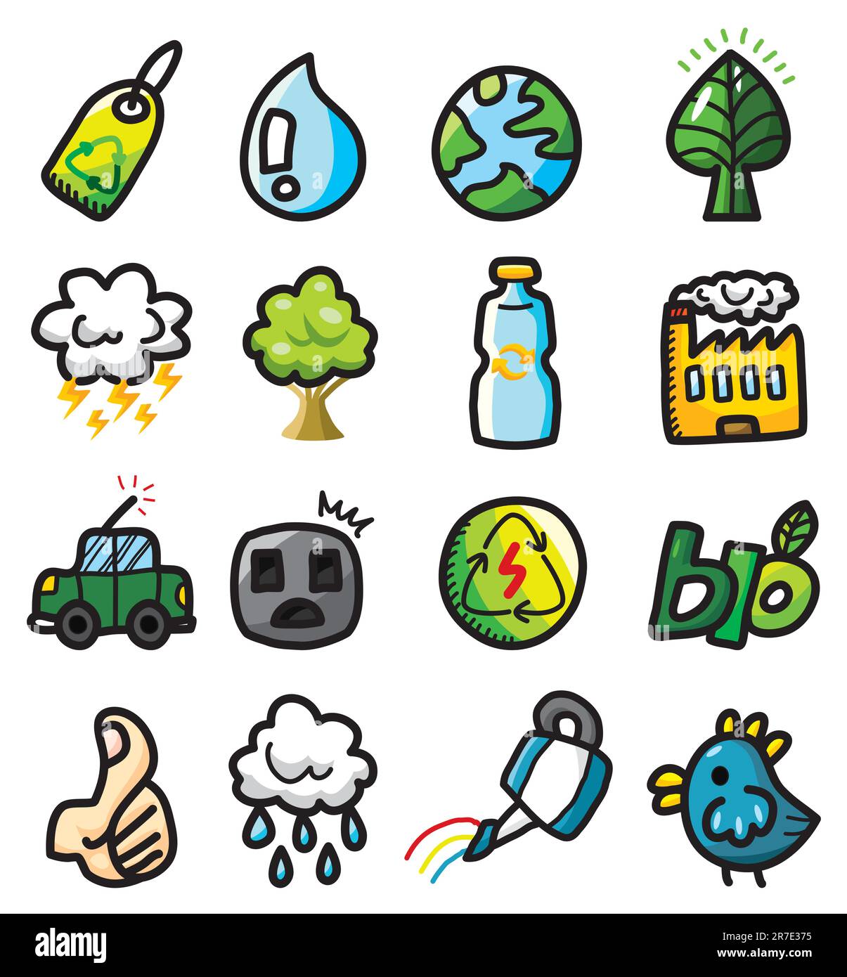 hand draw cartoon eco icons Stock Vector Image & Art - Alamy