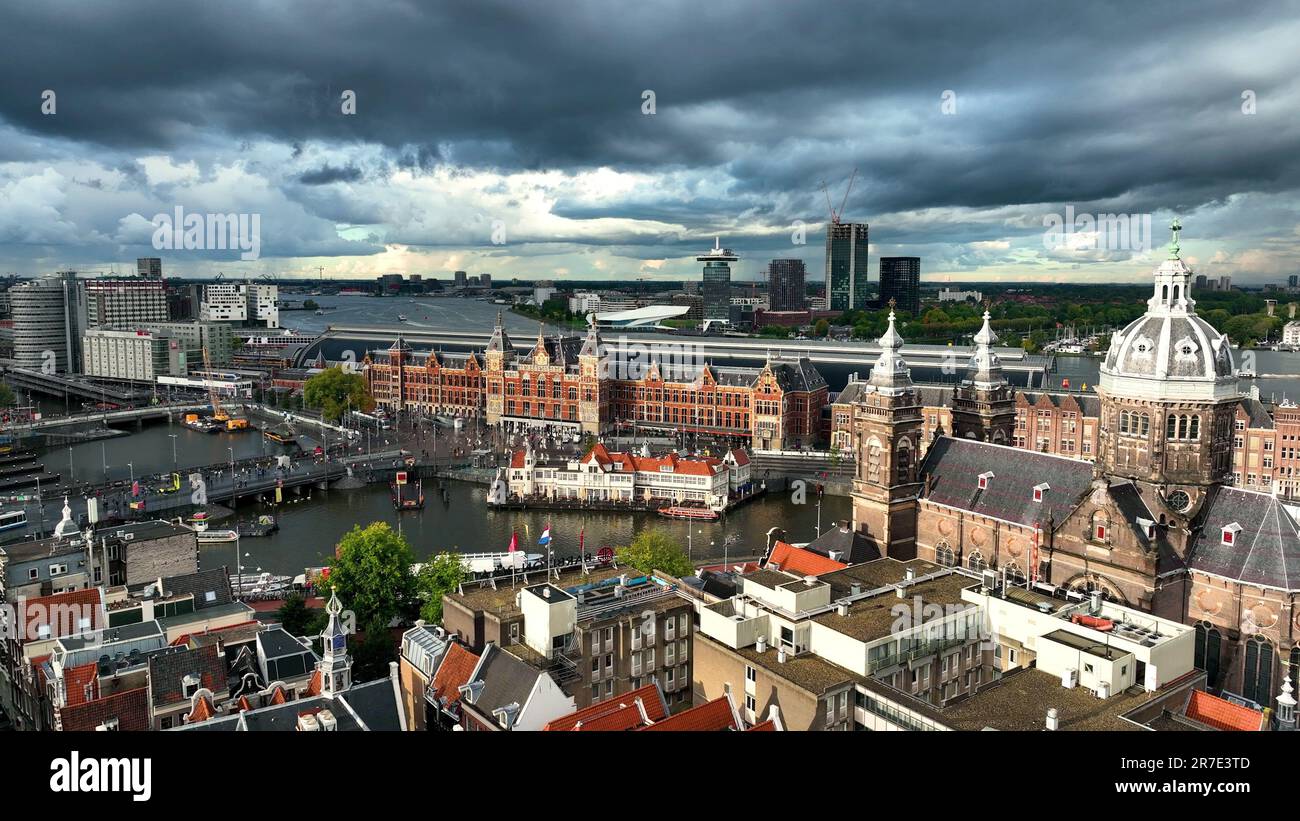 Aerial view of famous places Amsterdam, Netherlands Stock Photo - Alamy
