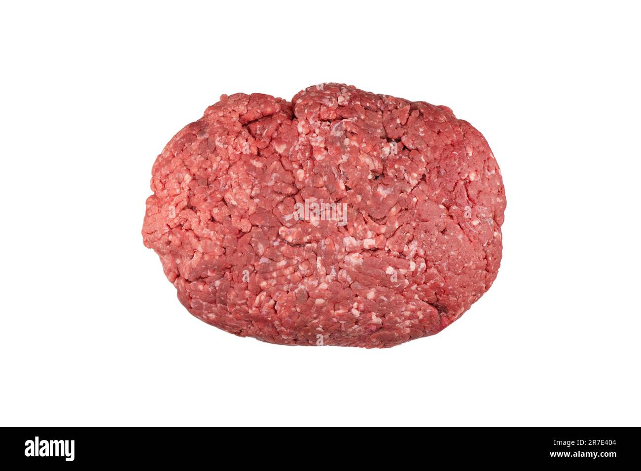 Minced beef meat isolated on white background. Top view of raw minced ...