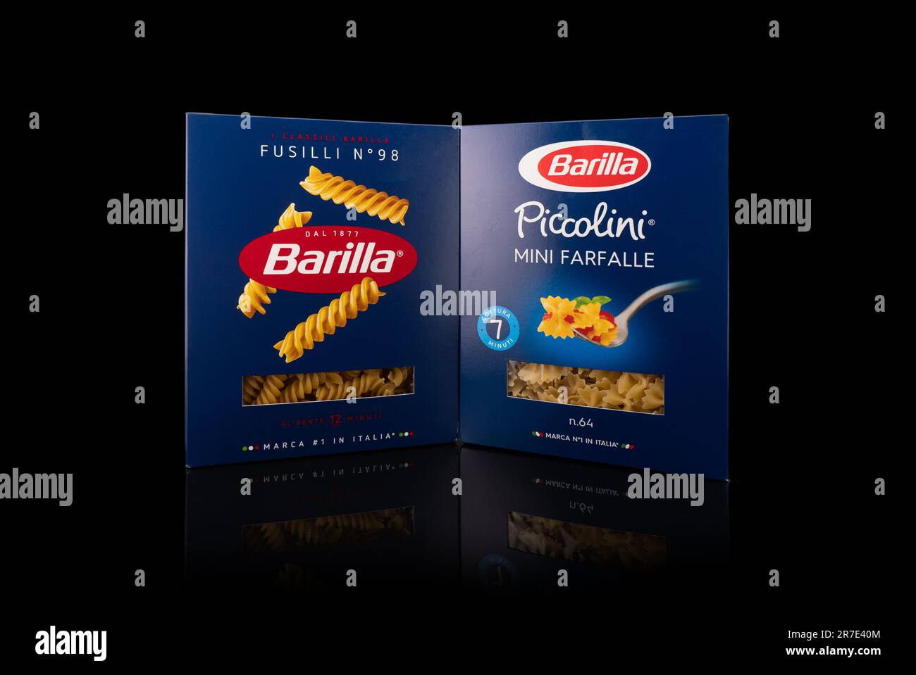 Yerevan, Armenia, June 10, 2023: Barilla Farfalle and Fusilli Italian ...
