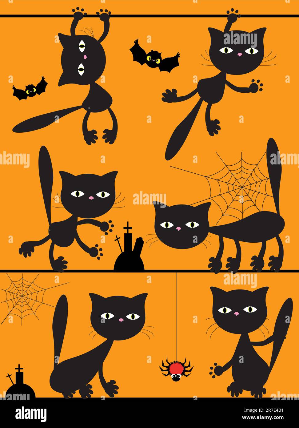 Vector Halloween black cats Stock Vector Image & Art - Alamy