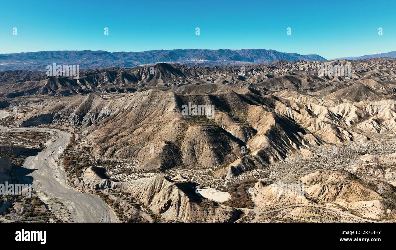 Aerial viewTabernas Desert, Scenic Nature Landscape in Almeria ...