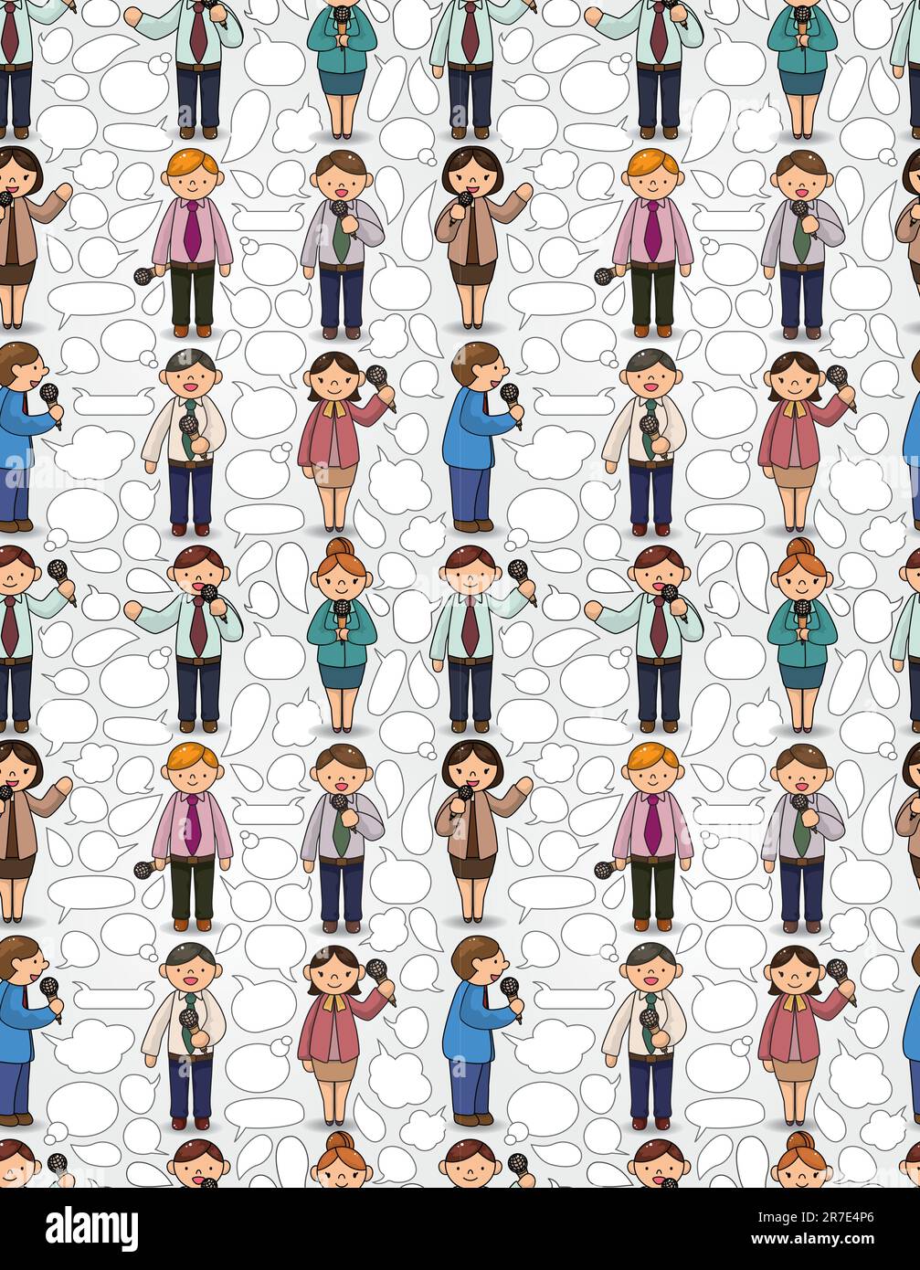 funny cartoon office worker talk with Microphone and speaker seamless pattern Stock Vector Image ...