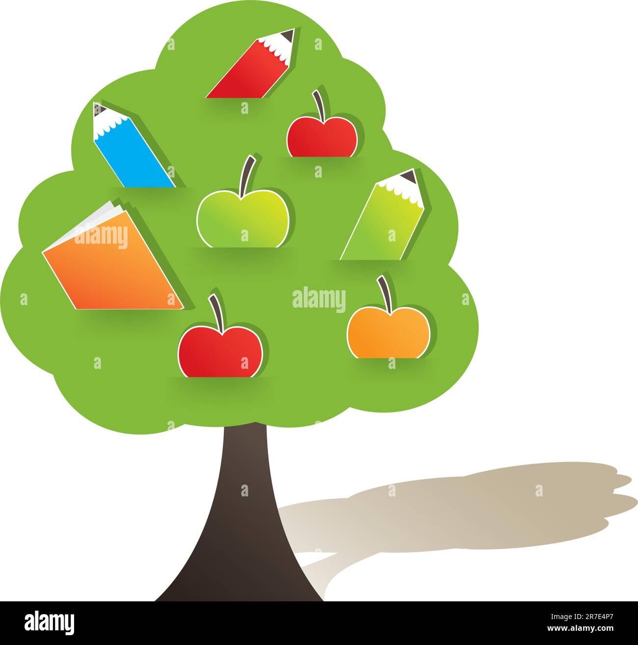 Abstract green tree with red apple. Vector illustration Stock Vector ...