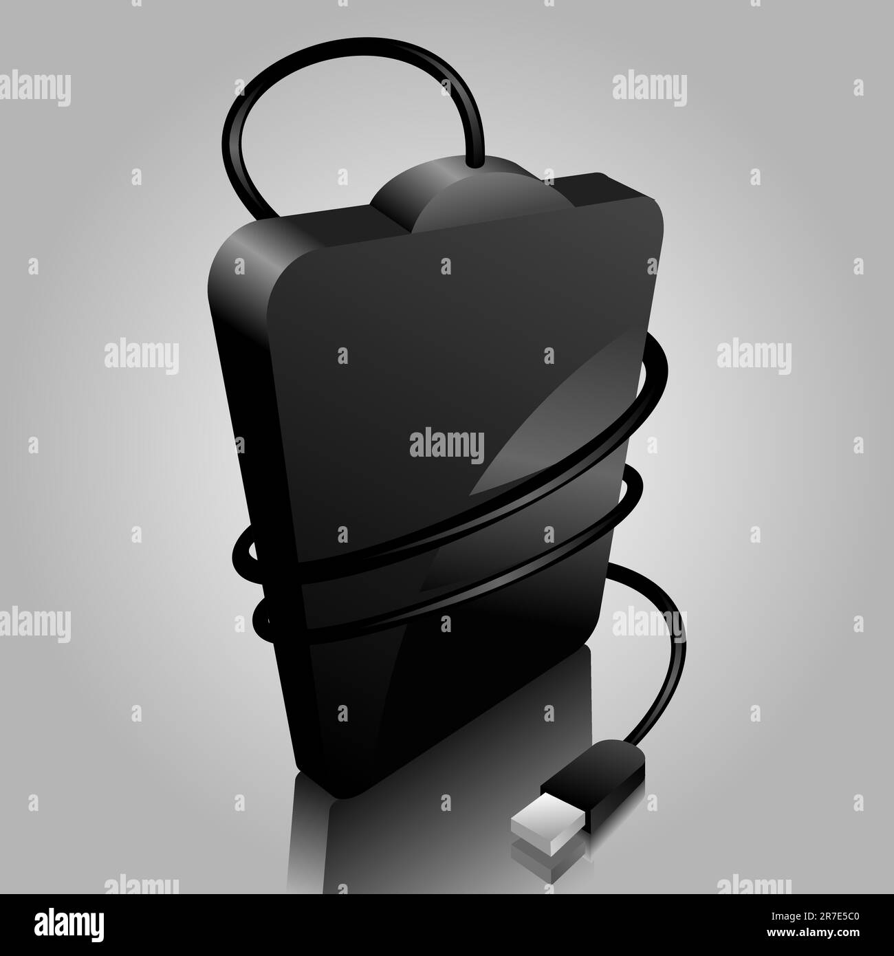 iconic vector illustration of a black portable hard disc Stock Vector ...