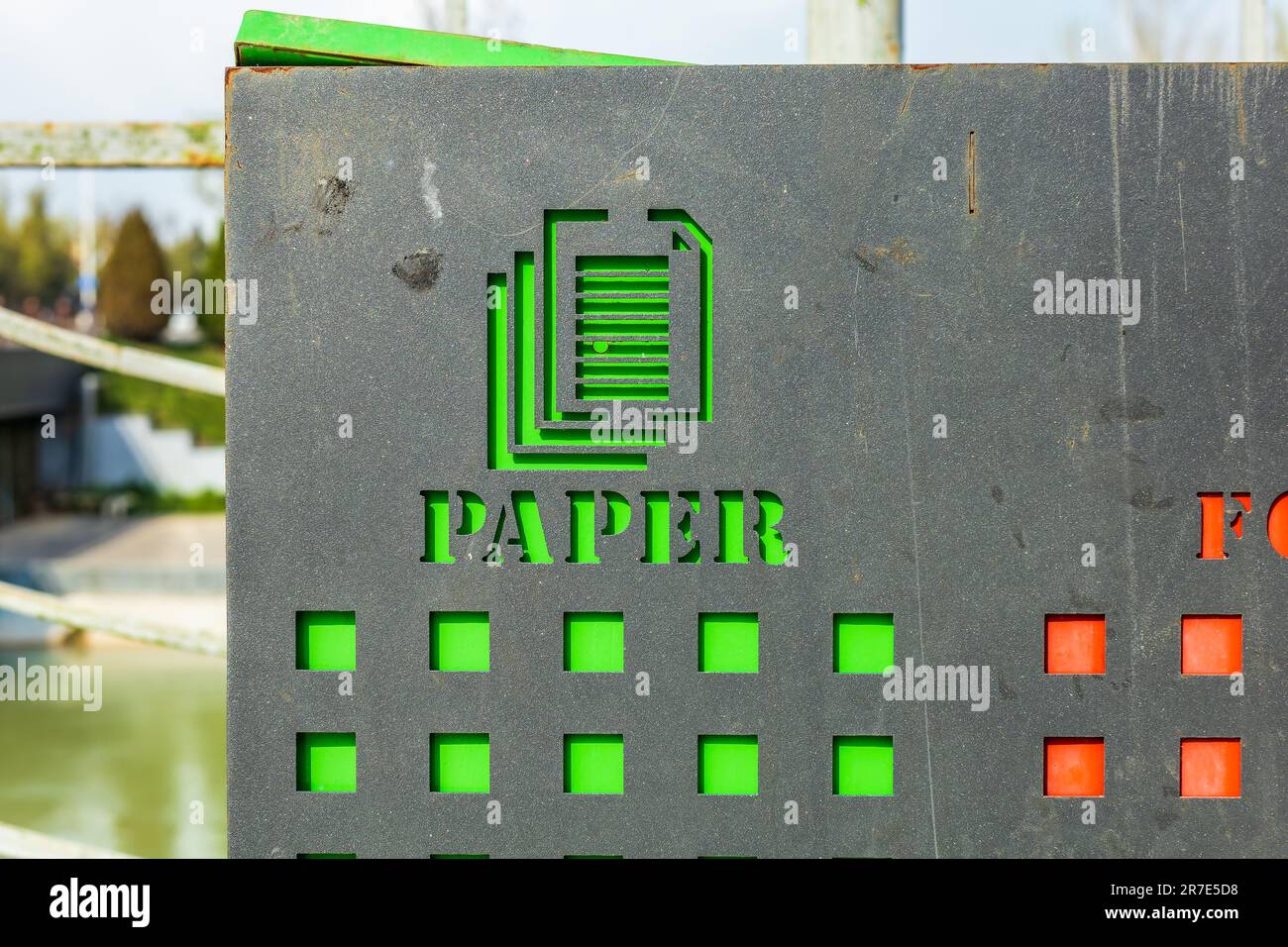 Garbage containers in the city environmental protection theme Stock ...
