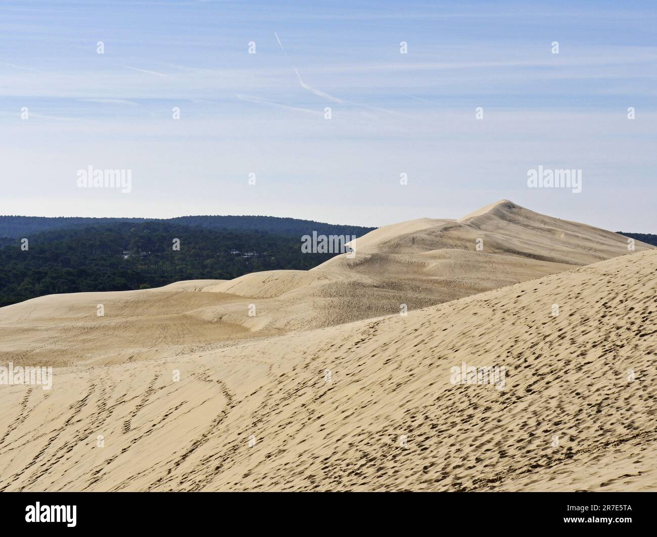 The Pilat Dune or Pyla Dune, on the edge of the forest of Landes de ...