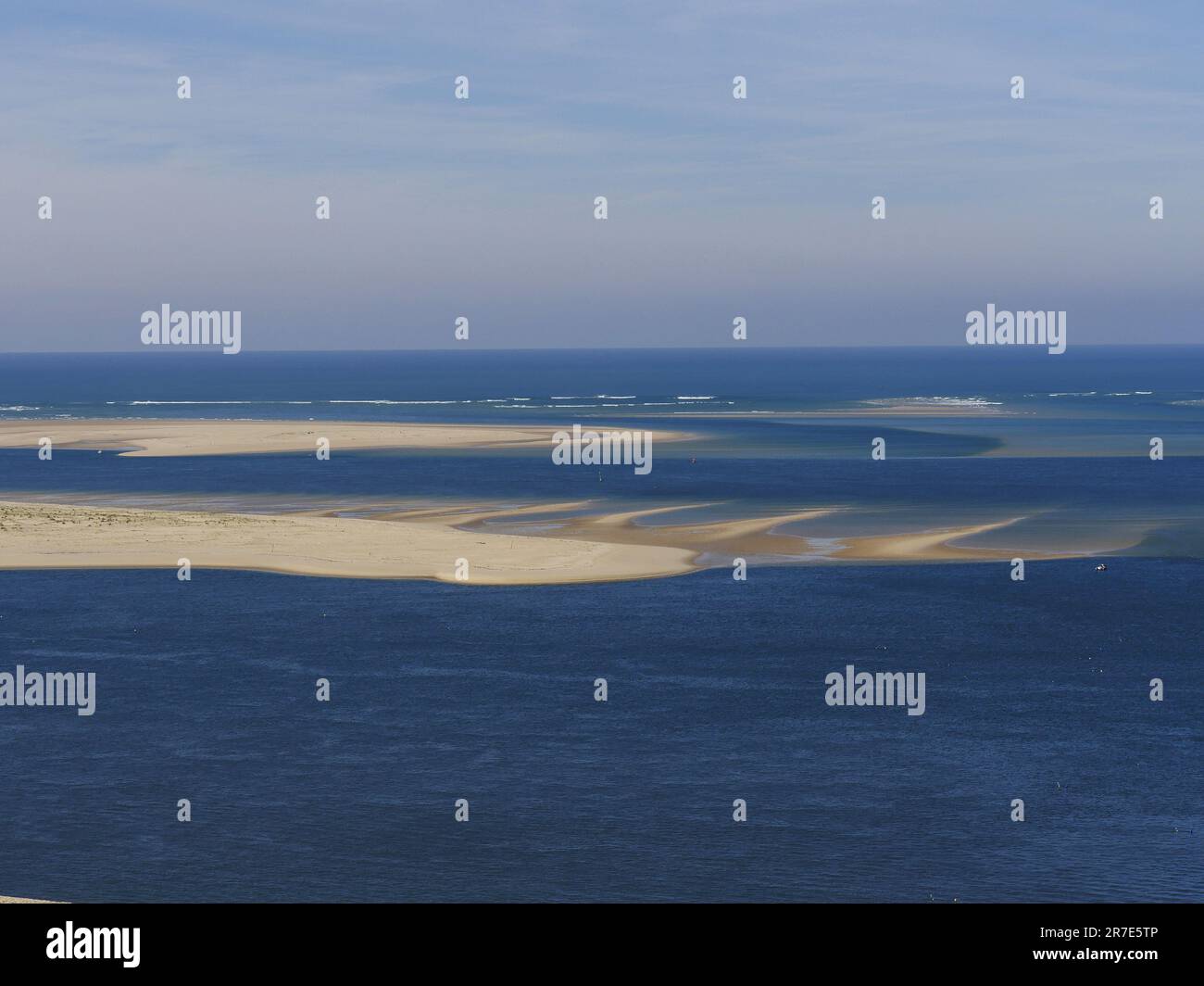 The Pilat Dune or Pyla Dune, on the edge of the forest of Landes de ...