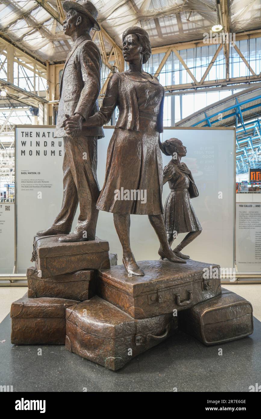 National Windrush Monument by Basil Watson at Waterloo Station, London ...