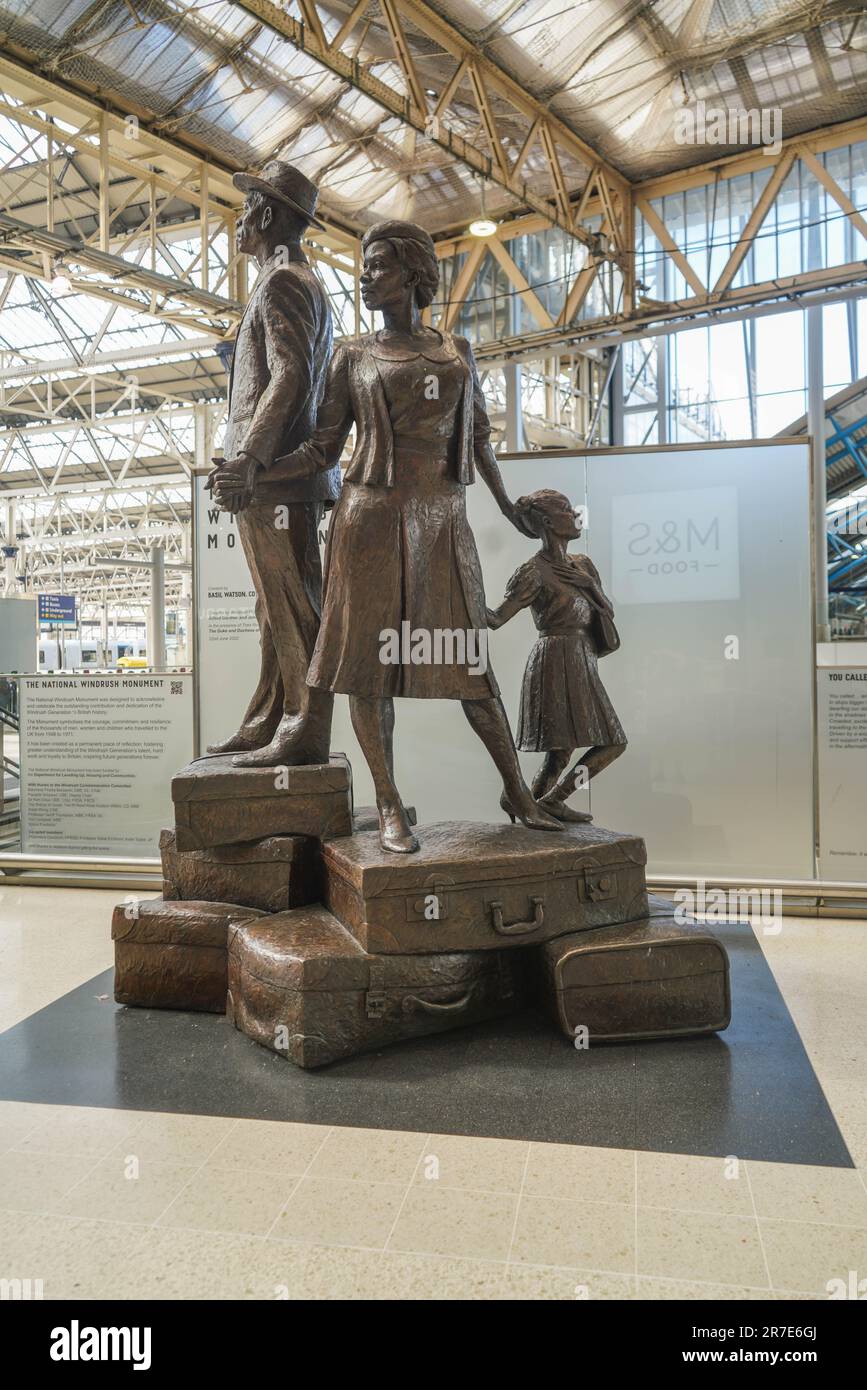 National Windrush Monument by Basil Watson at Waterloo Station, London ...