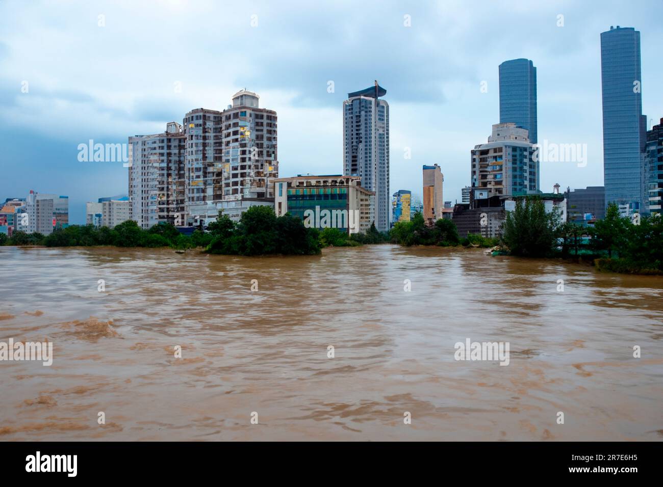 Floods. Flood. Streets, promenades and beach flooded. Rains. Storm. Tropical. Hurricane. Dead ...