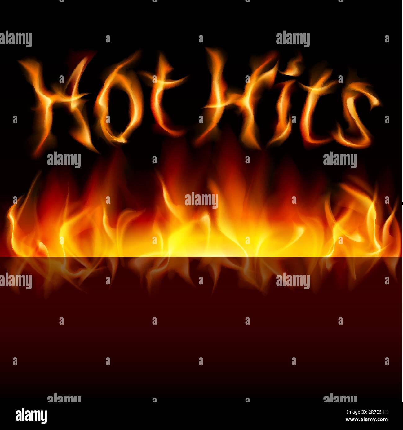 Hot hits words in fire. Illustration for design Stock Vector Image ...