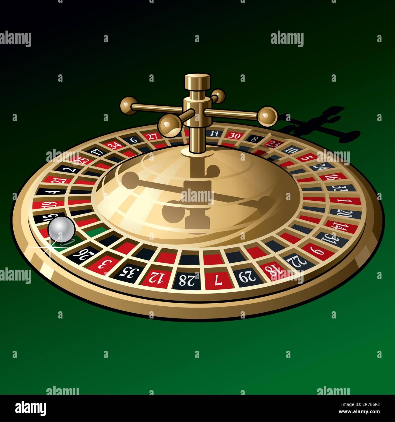 Roulette wheel on dark green background. Vector illustration Stock ...