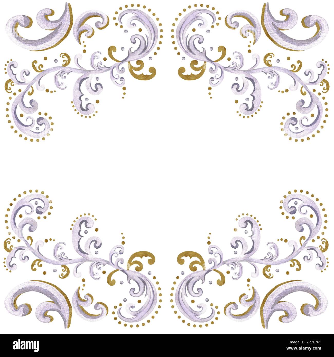 Hand-drawn watercolor illustration. Seamless damask pattern. Can be ...