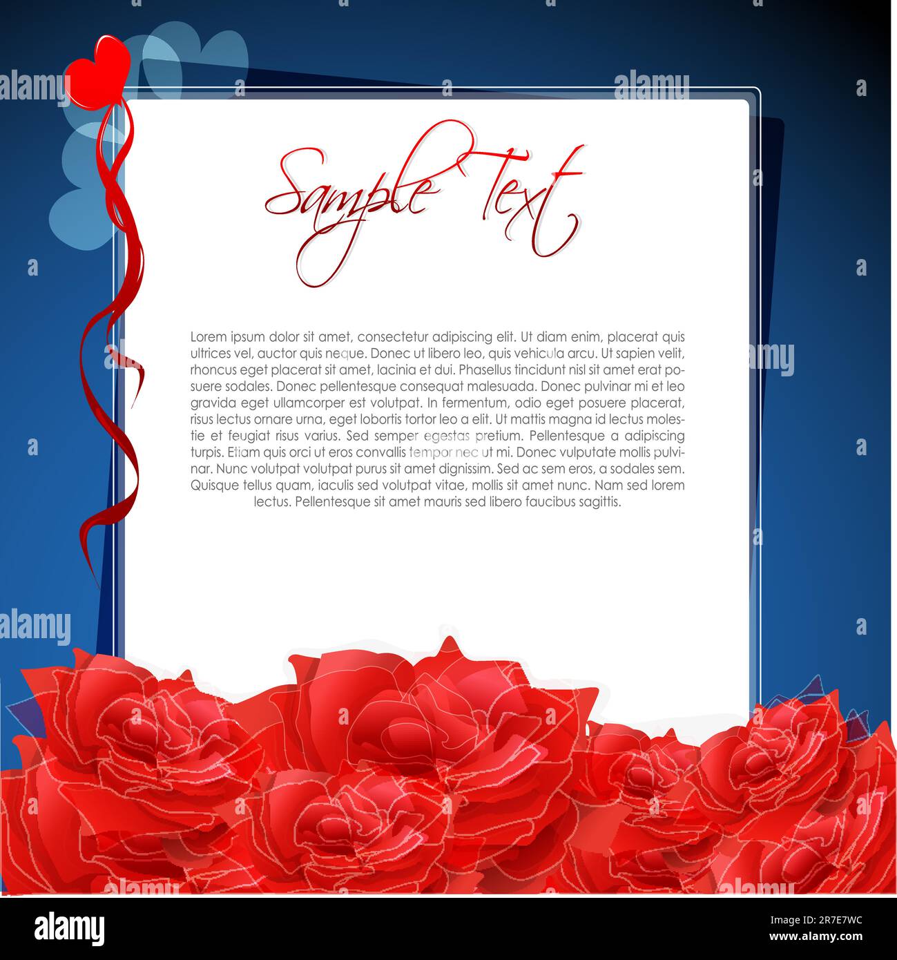 illustration of love card with rose flowers on white background Stock ...