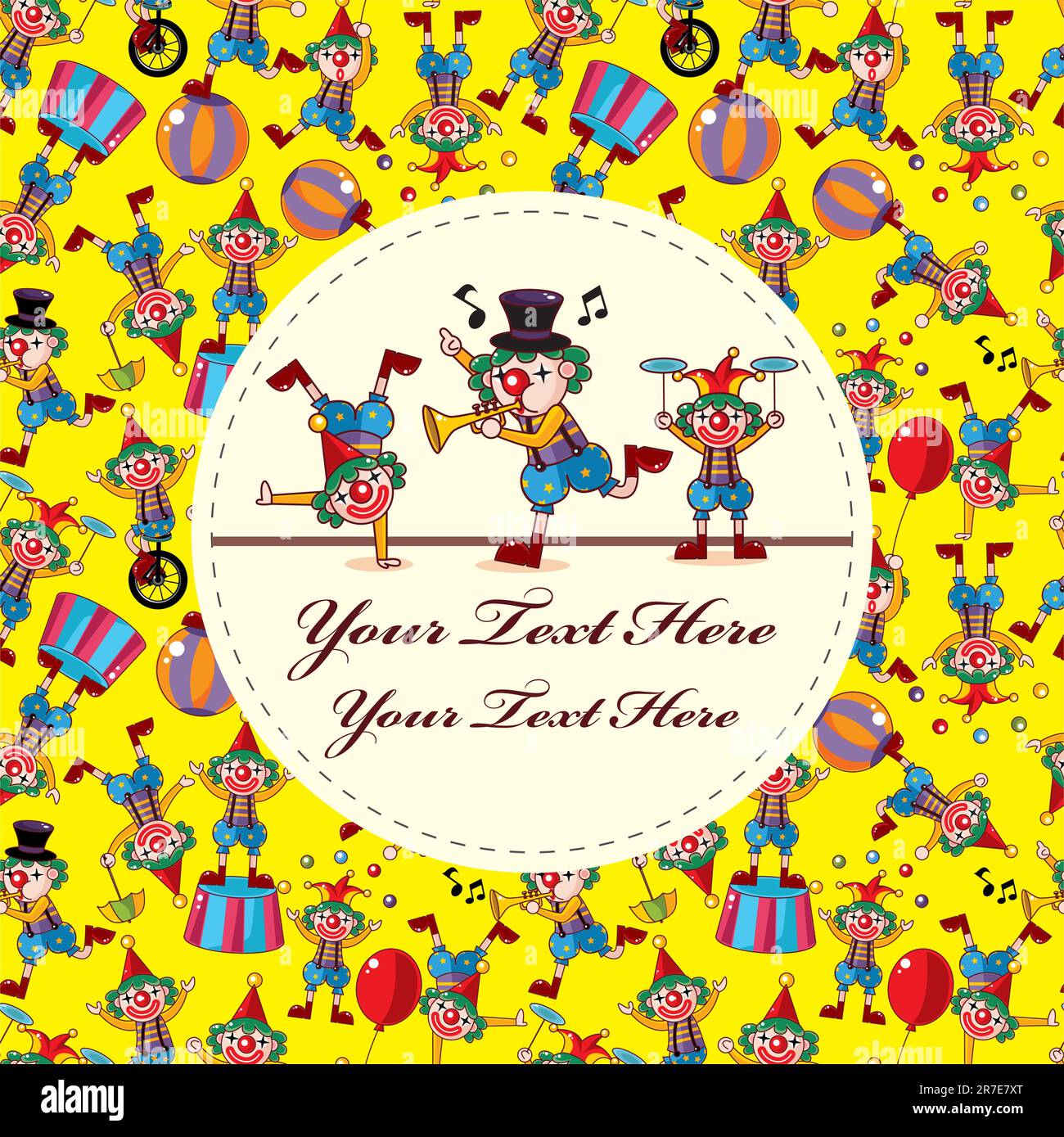 cute cartoon clown card Stock Vector Image & Art - Alamy