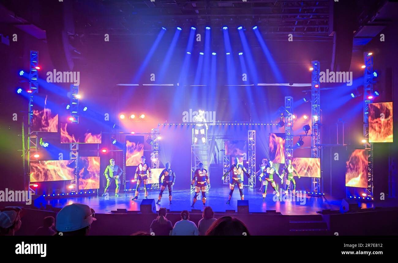 Dallas, Texas, USA. 1 June 2023. ELECTRO, a summer show at Six Flags ...