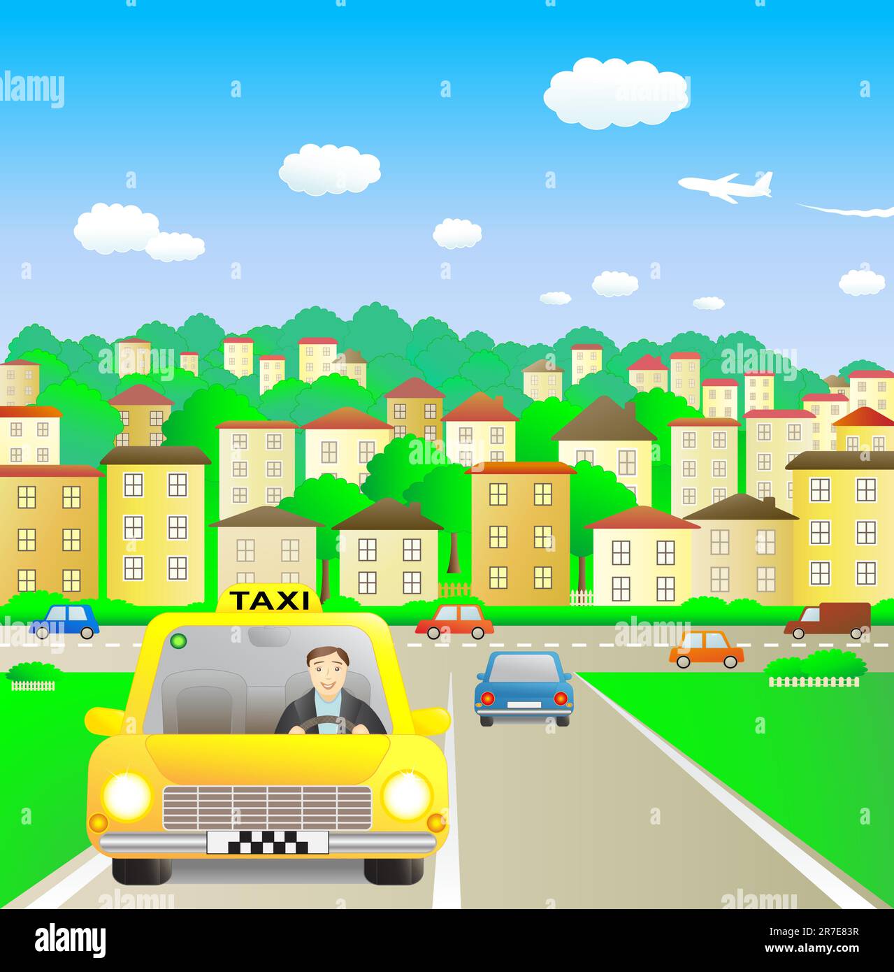 Happy taxi driver Stock Vector Images - Alamy