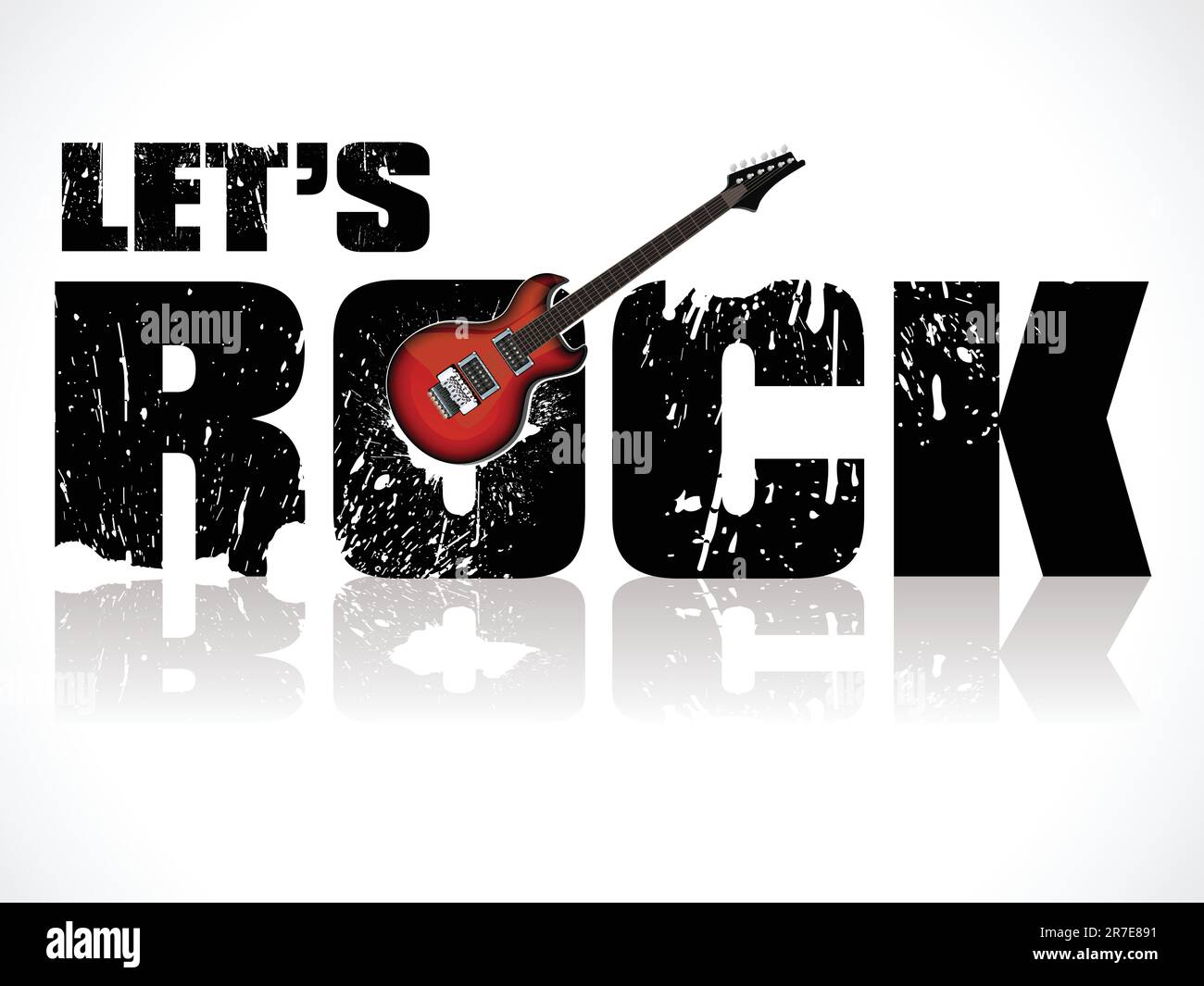 lets rock background with guitar vector illustration Stock Vector Image ...