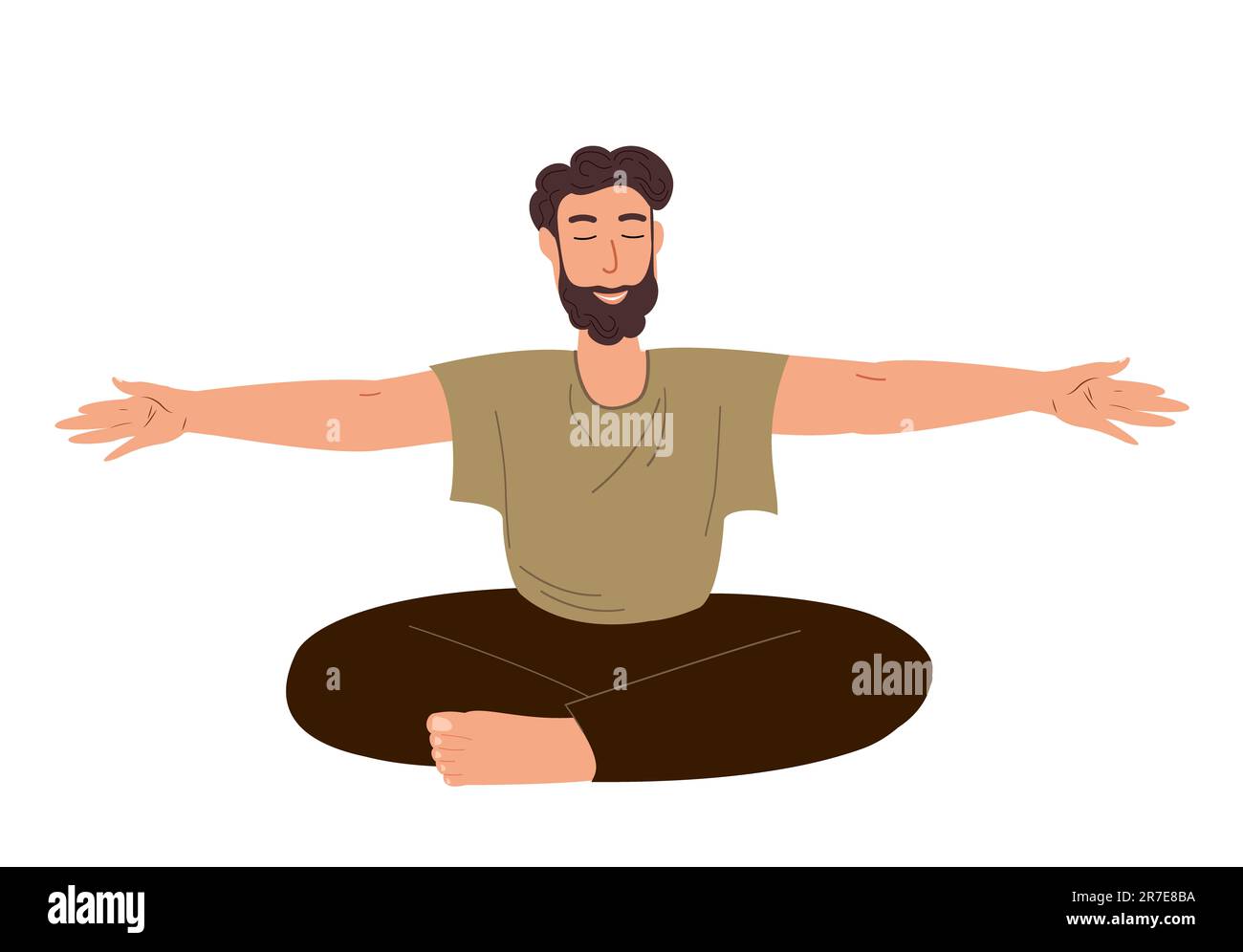 Young Male Character Stretching,Realxing in Engage Yoga Practice ...