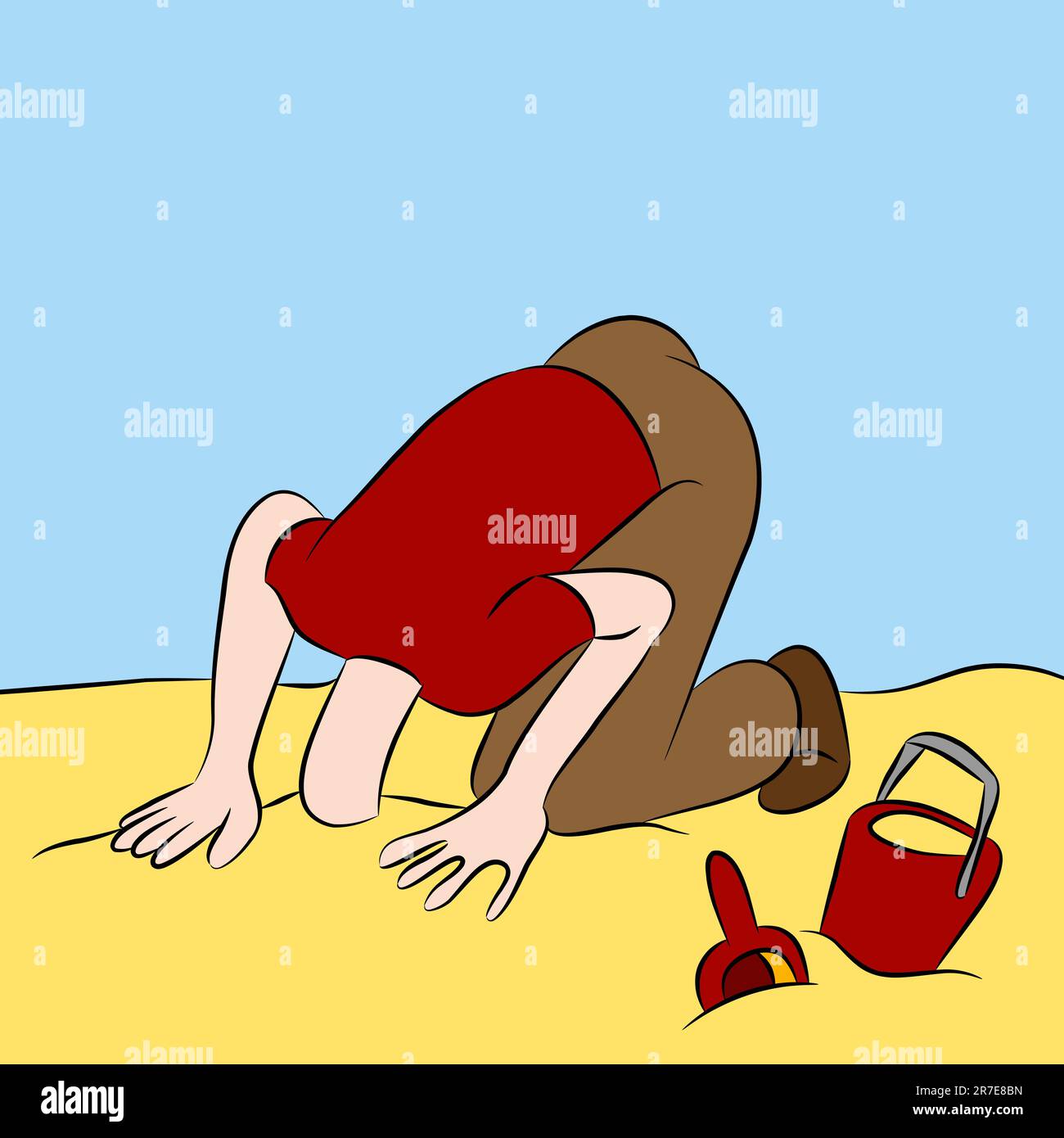 Man digging in sand Stock Vector Images - Alamy