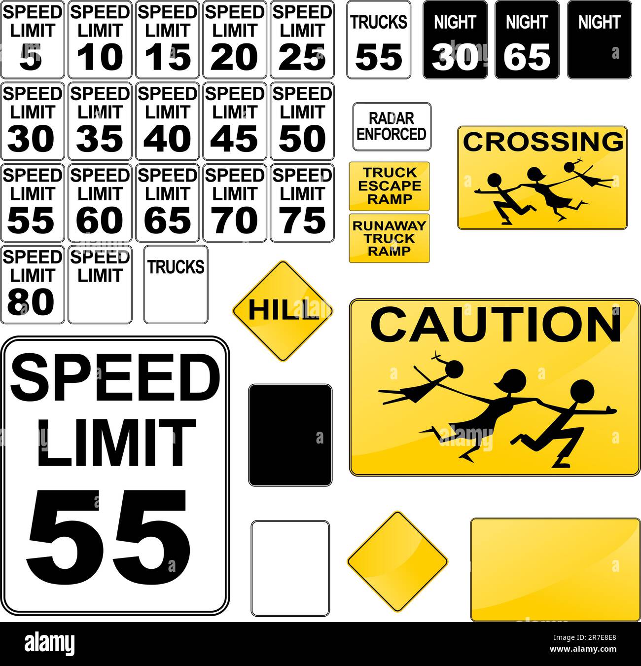 An image of a variety of road signs Stock Vector Image & Art - Alamy